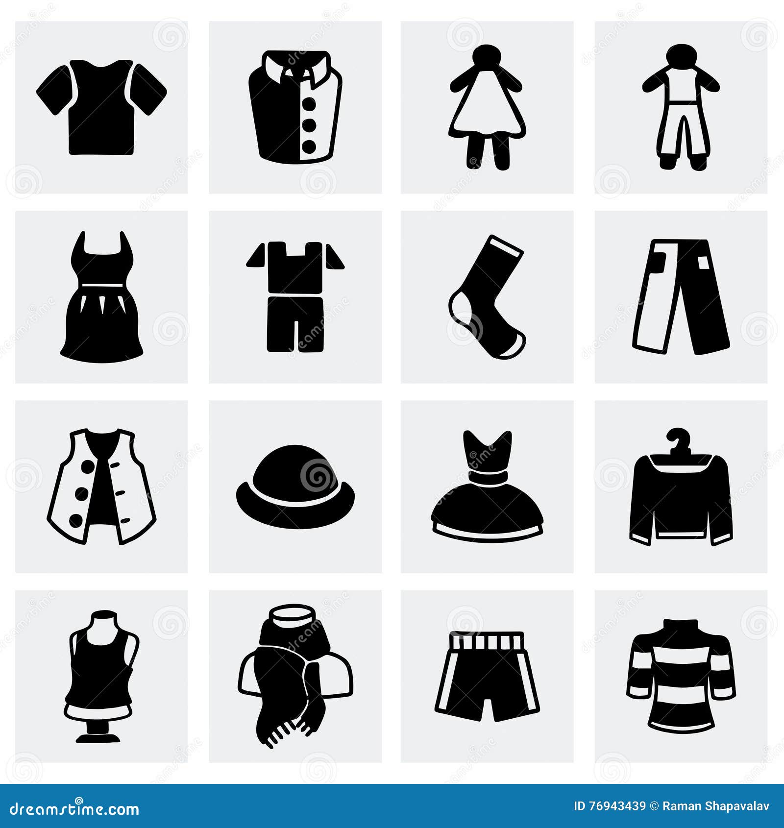 Vector Clothes icon set stock vector. Illustration of dress - 76943439