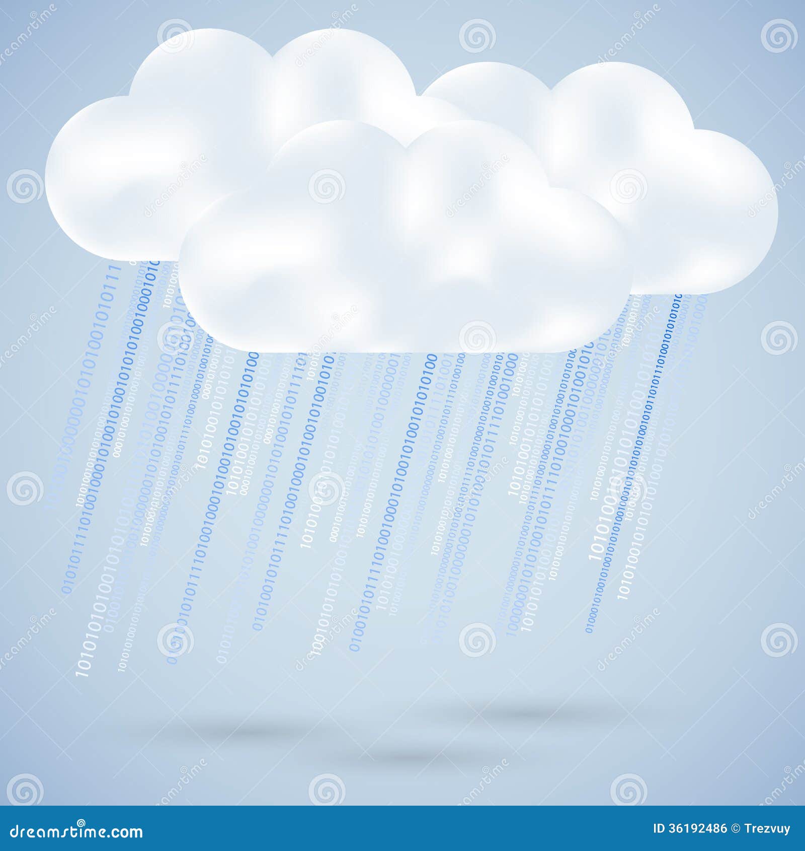 Vector Cloud with Binary Code. Stock Vector - Illustration of clipart ...