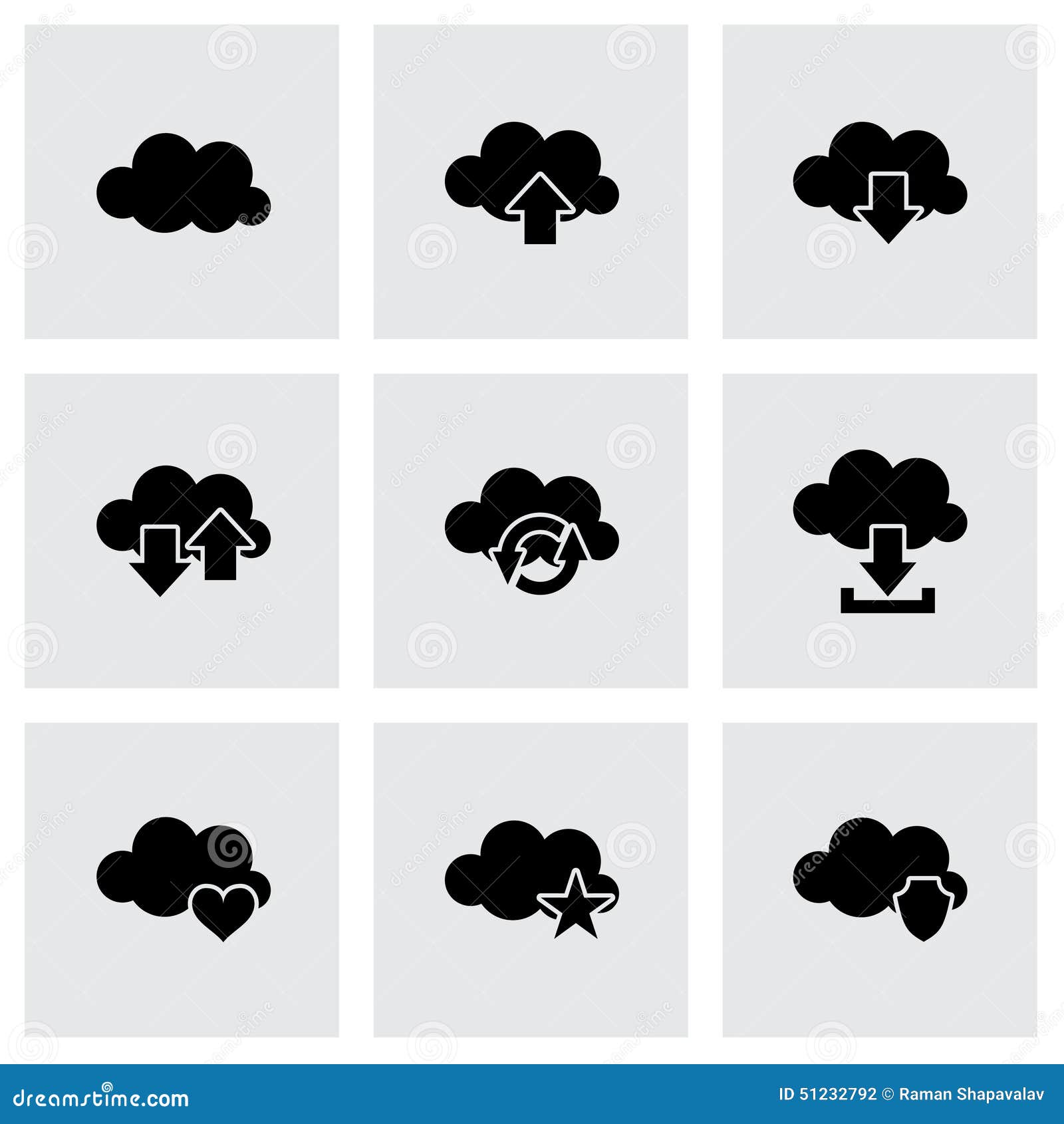 Vector cloud icon set stock vector. Illustration of cloud - 51232792