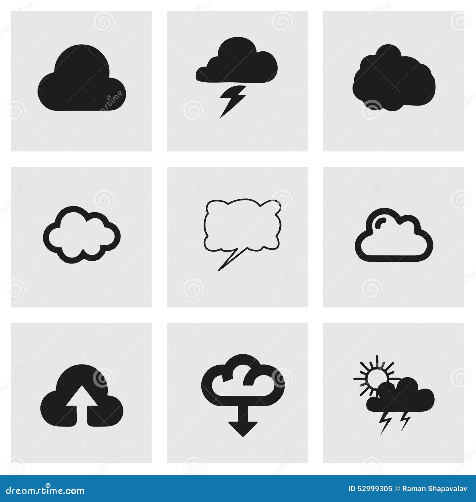 Vector cloud icon set stock vector. Illustration of business - 52999305