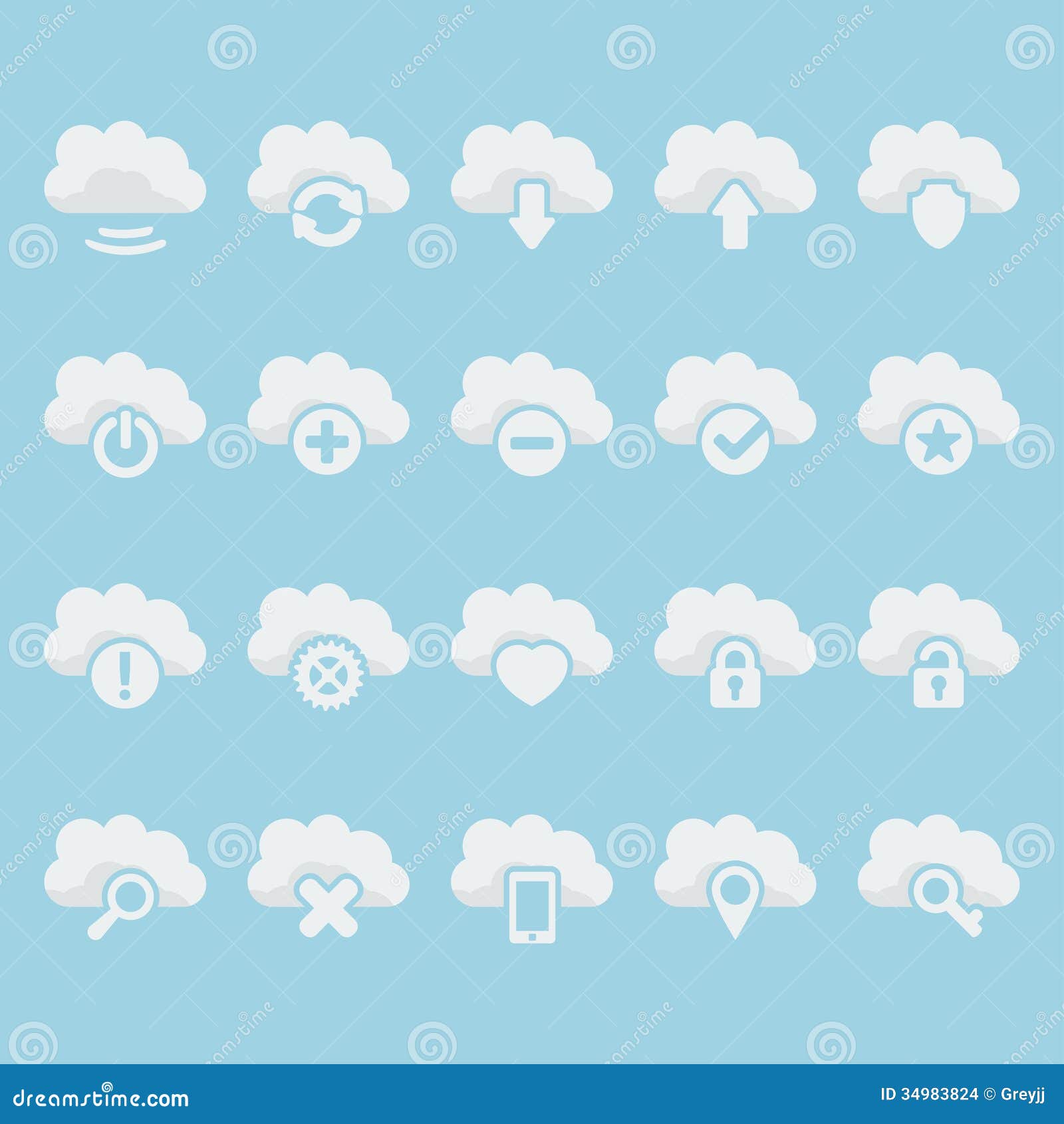Vector cloud icons set stock vector. Illustration of button - 34983824