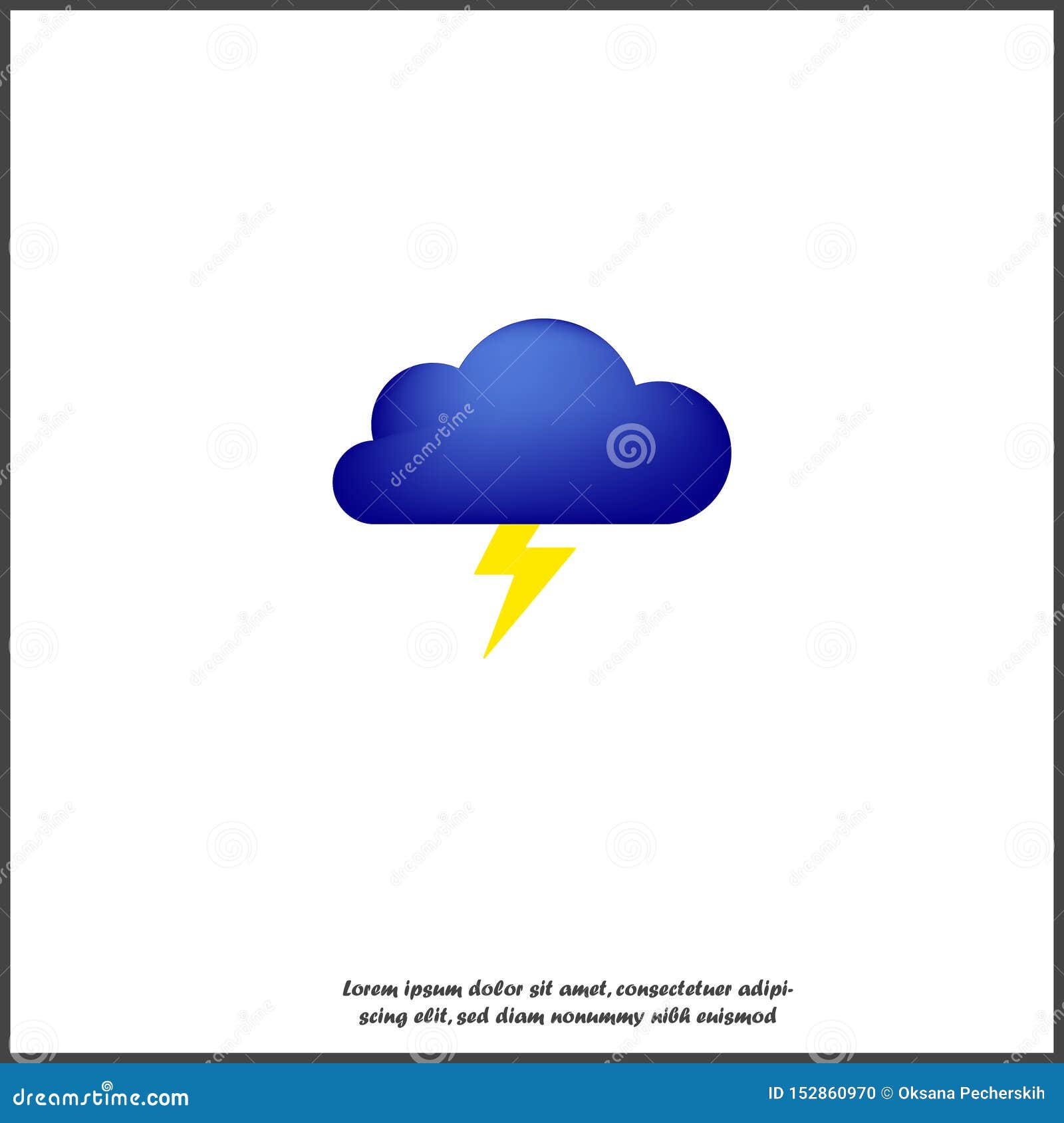 Vector Cloud and Lightning Icon. Symbol of Thunderstorms and Bad ...