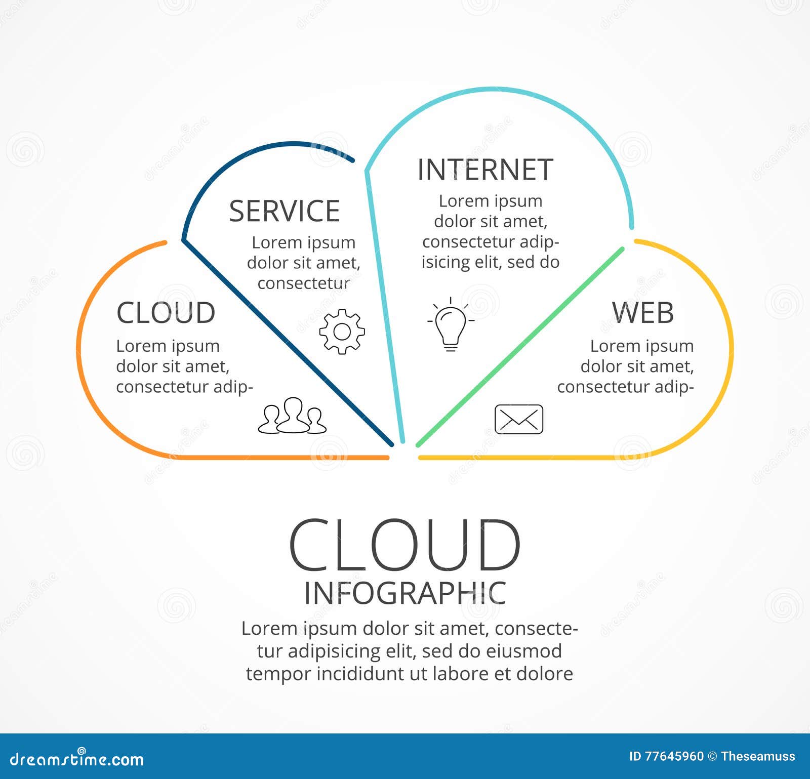 Vector Cloud Services Infographic, Linear Diagram, Flat Graph, Web ...