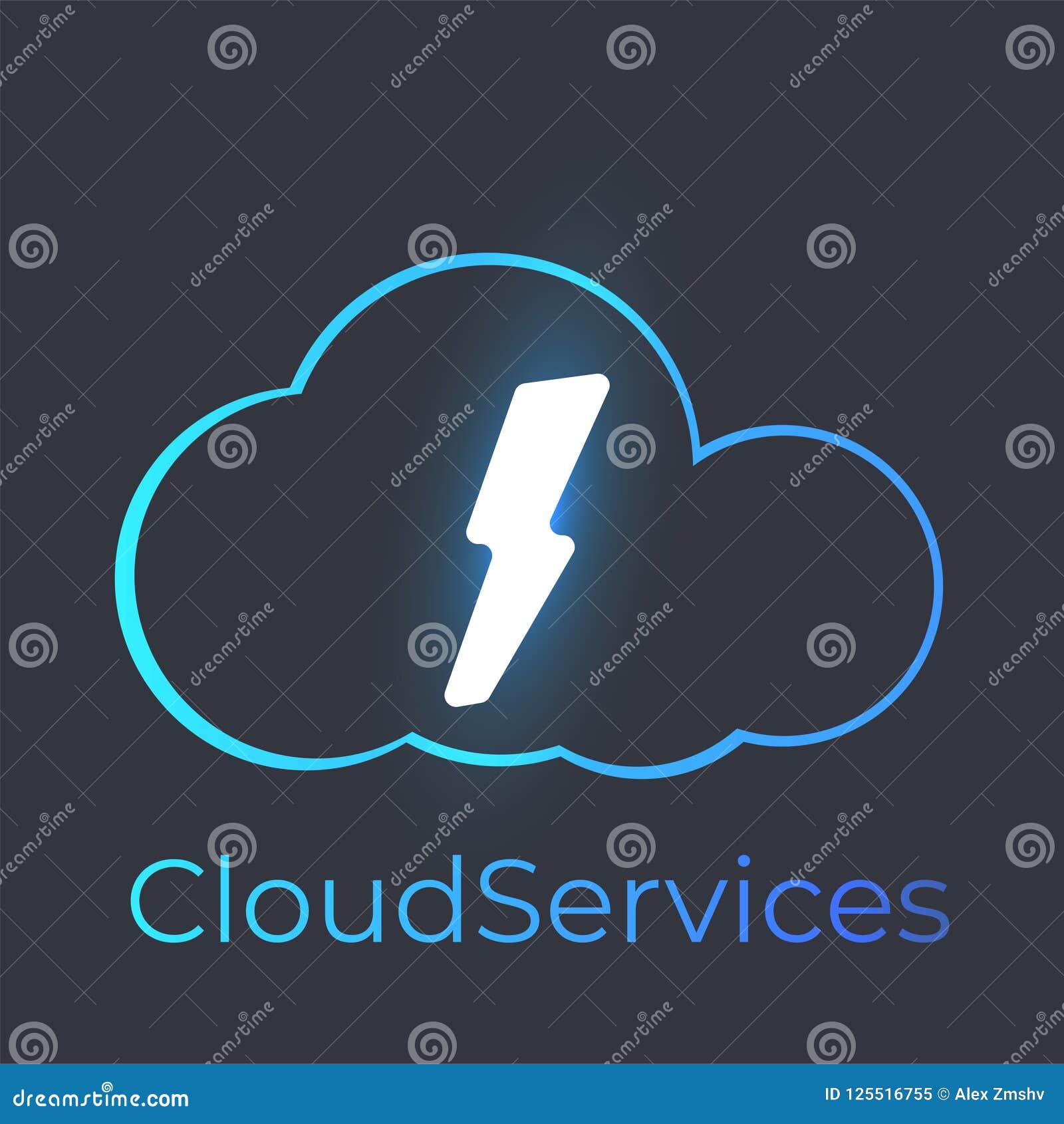 Vector Cloud Services Logo with Glow Lightning Stock Vector ...