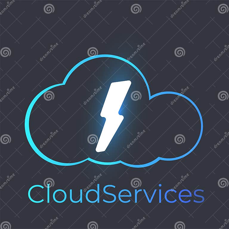 Vector Cloud Services Logo with Glow Lightning Stock Vector ...