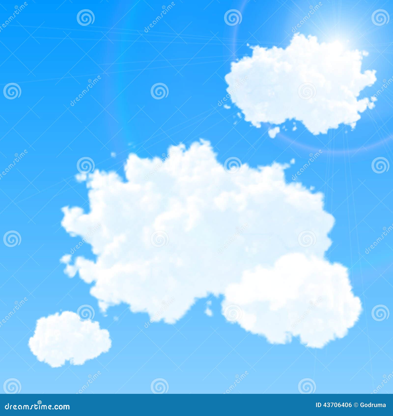 Vector Cloud Set. Blue Sky with Clouds and Flare. Stock Vector ...
