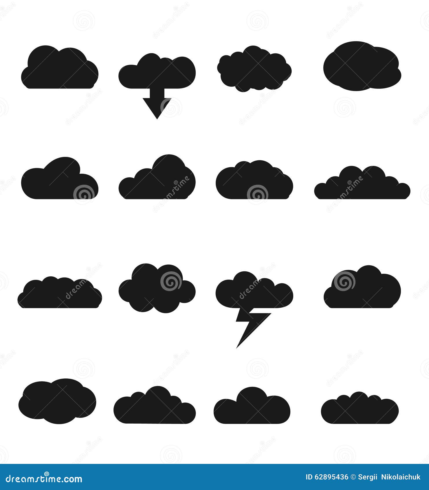 Vector cloud shapes set stock vector. Illustration of element - 62895436
