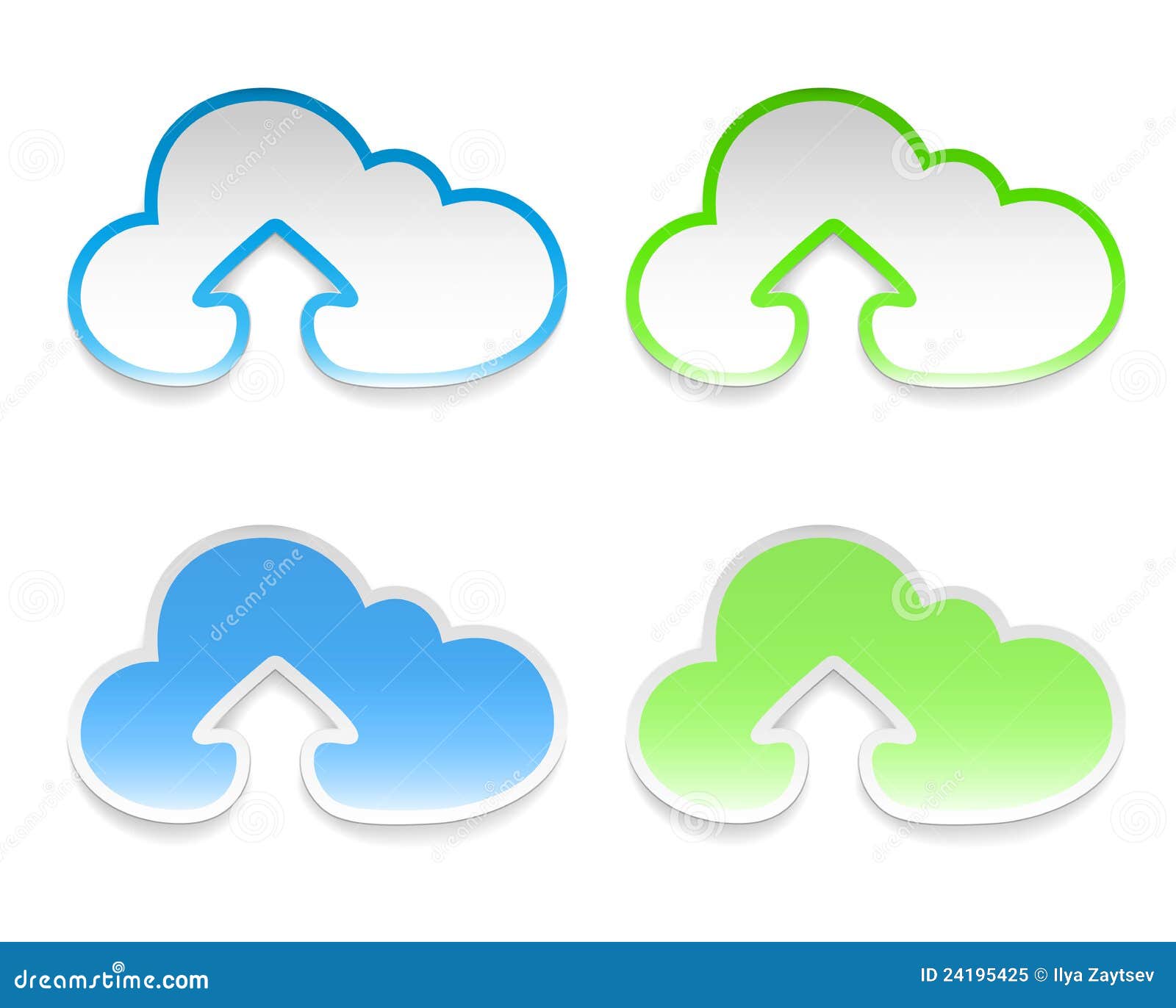 Vector Cloud Stickers with Arrows, Set of Four Stock Vector ...