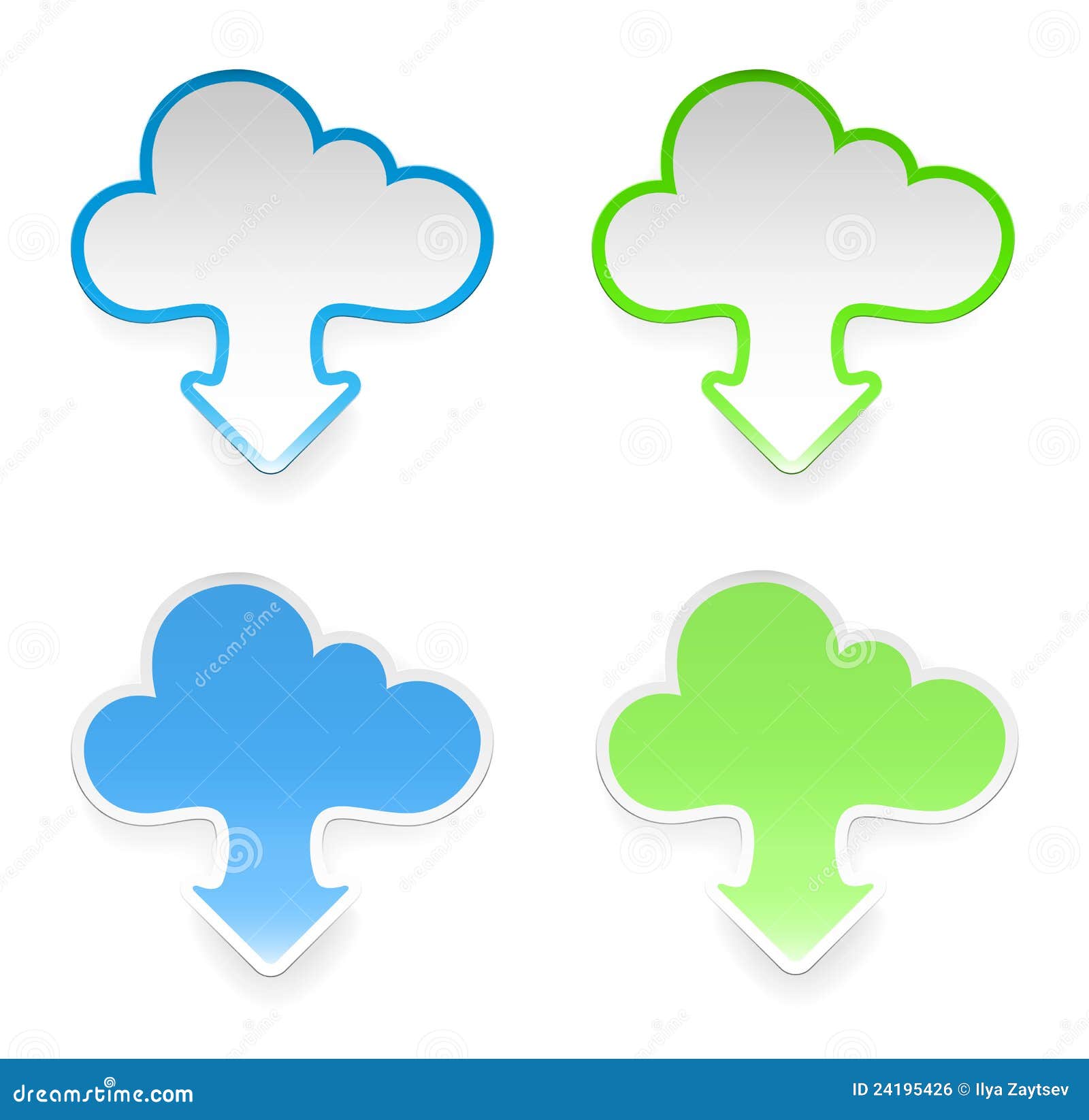 Vector Cloud Stickers with Arrows, Set of Four Stock Vector ...