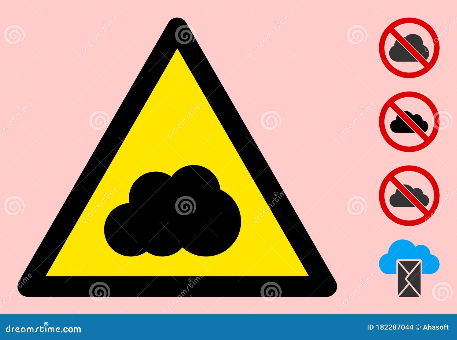 Vector Cloud Warning Triangle Sign Icon Stock Illustration ...