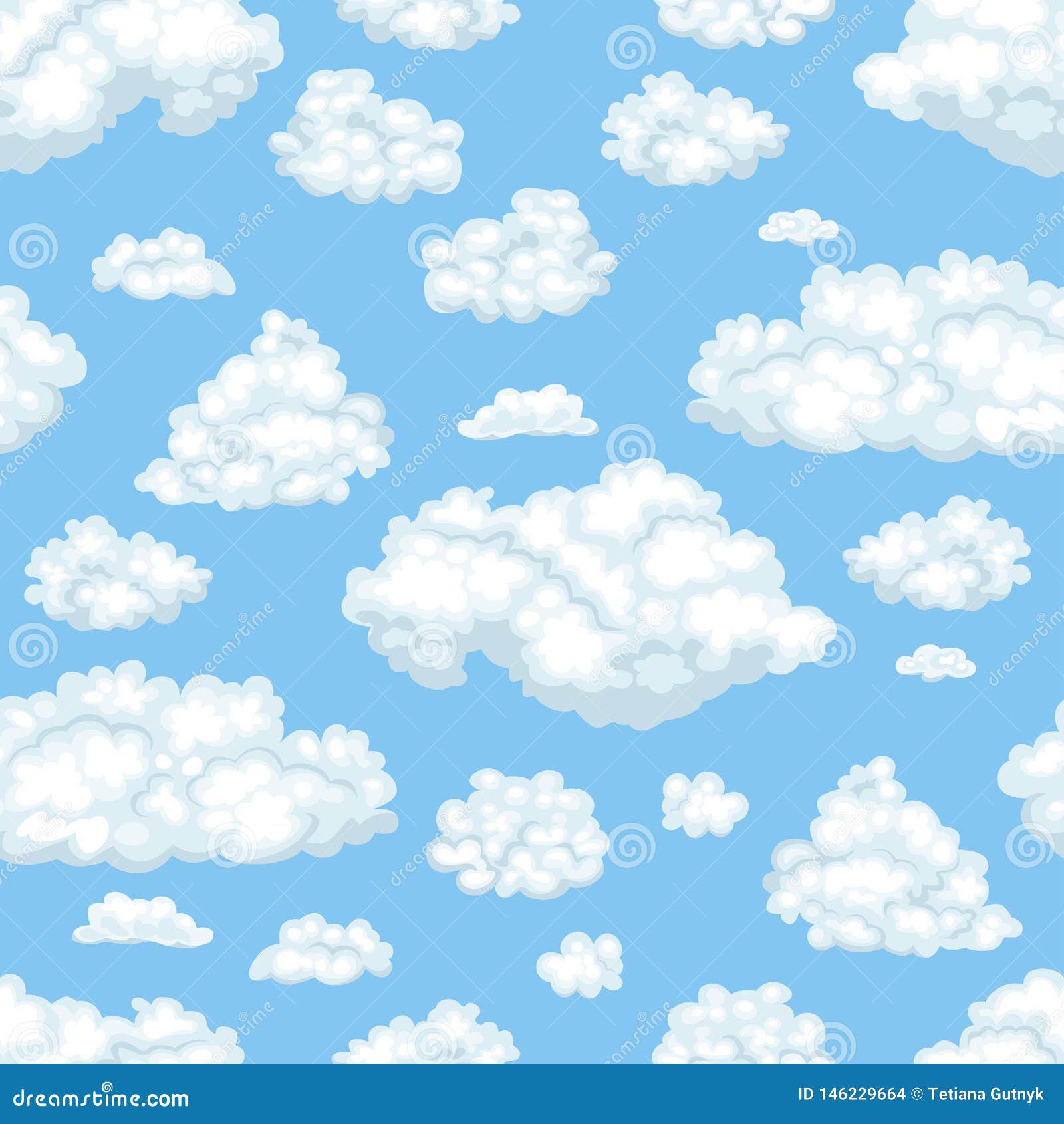 Vector Clouds in the Blue Sky Seamless Pattern. Stock Vector ...