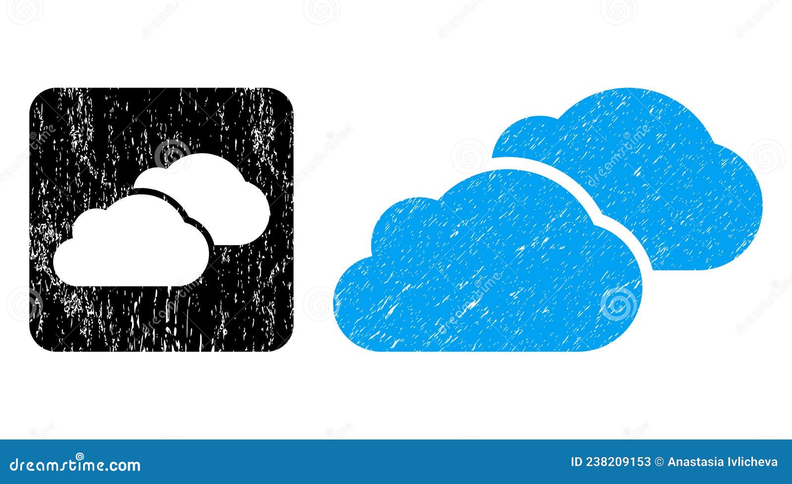 Scratched Clouds Stencil Stamp Stock Vector - Illustration of stamp ...