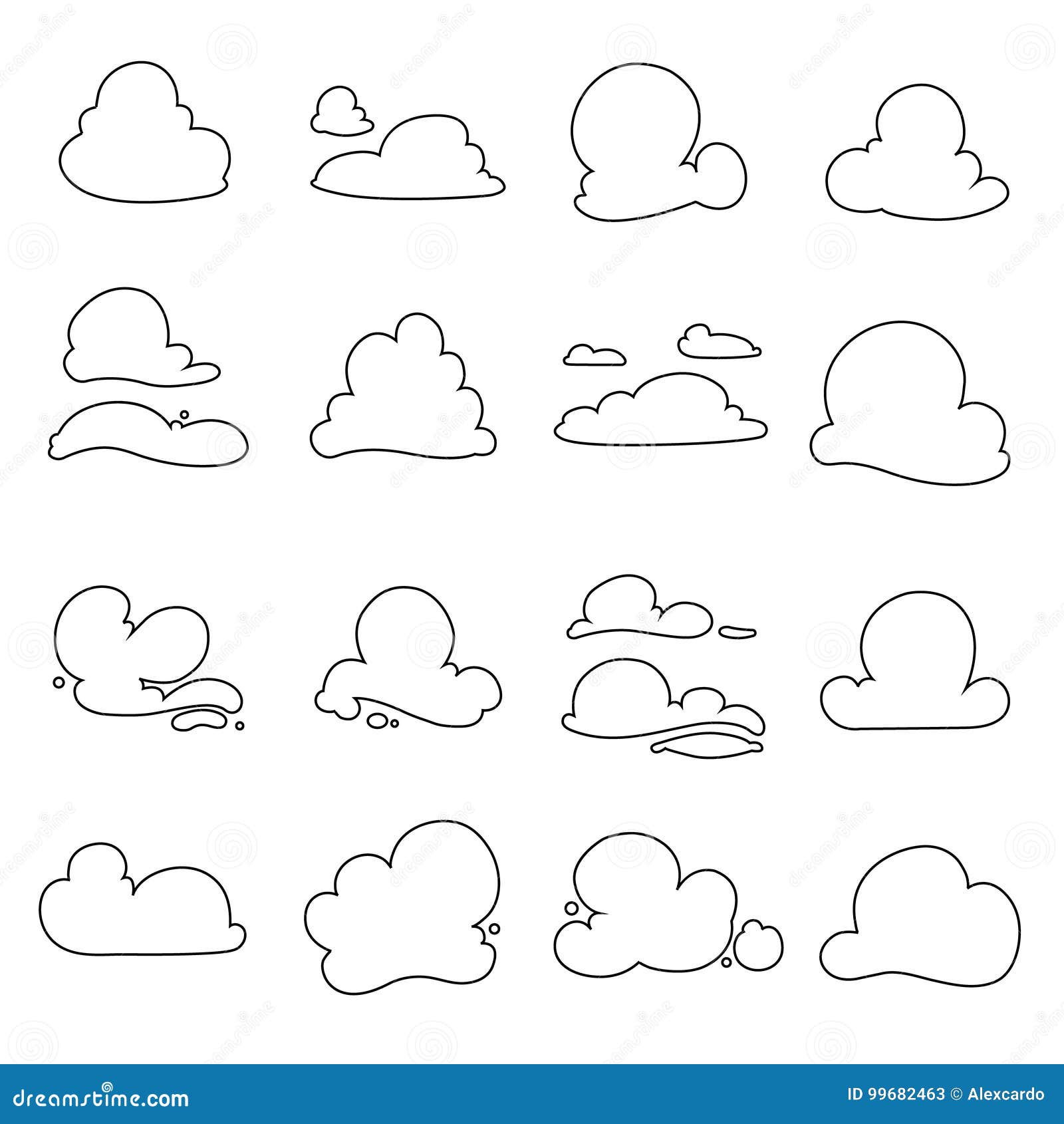 Vector clouds shapes stock vector. Illustration of cumulus - 99682463