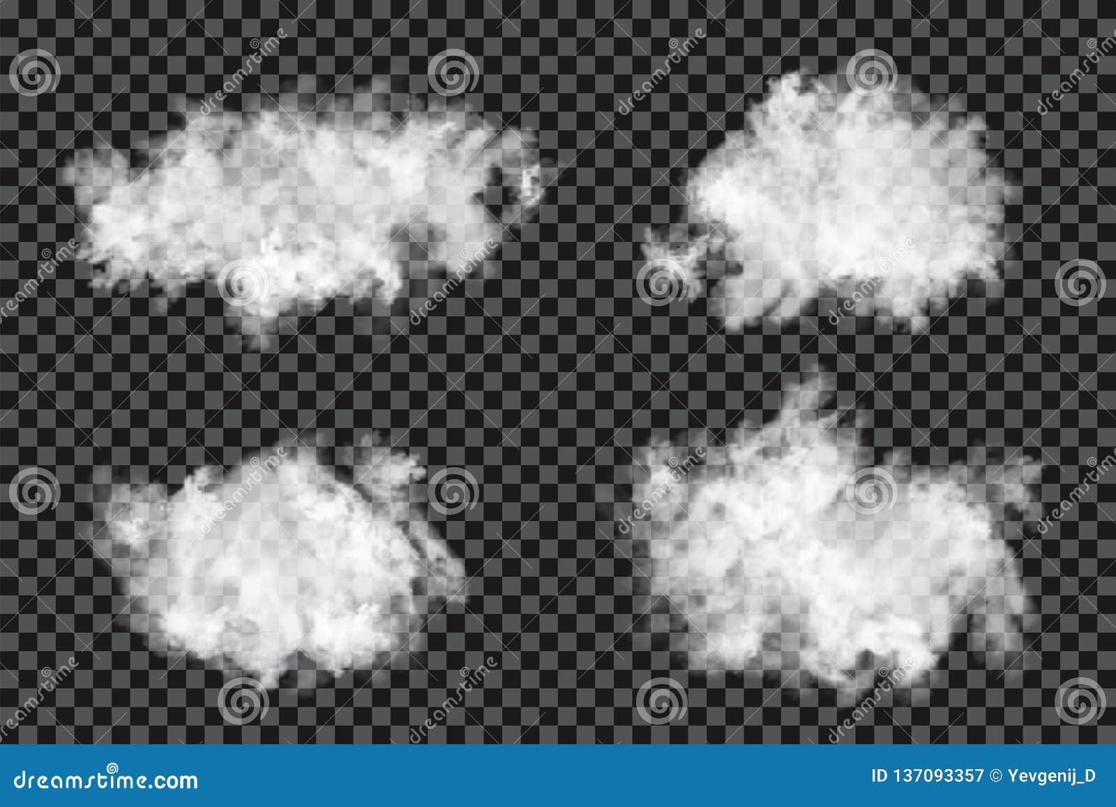 Vector Clouds on Transparent Background. Realistic Fluffy Clouds with ...