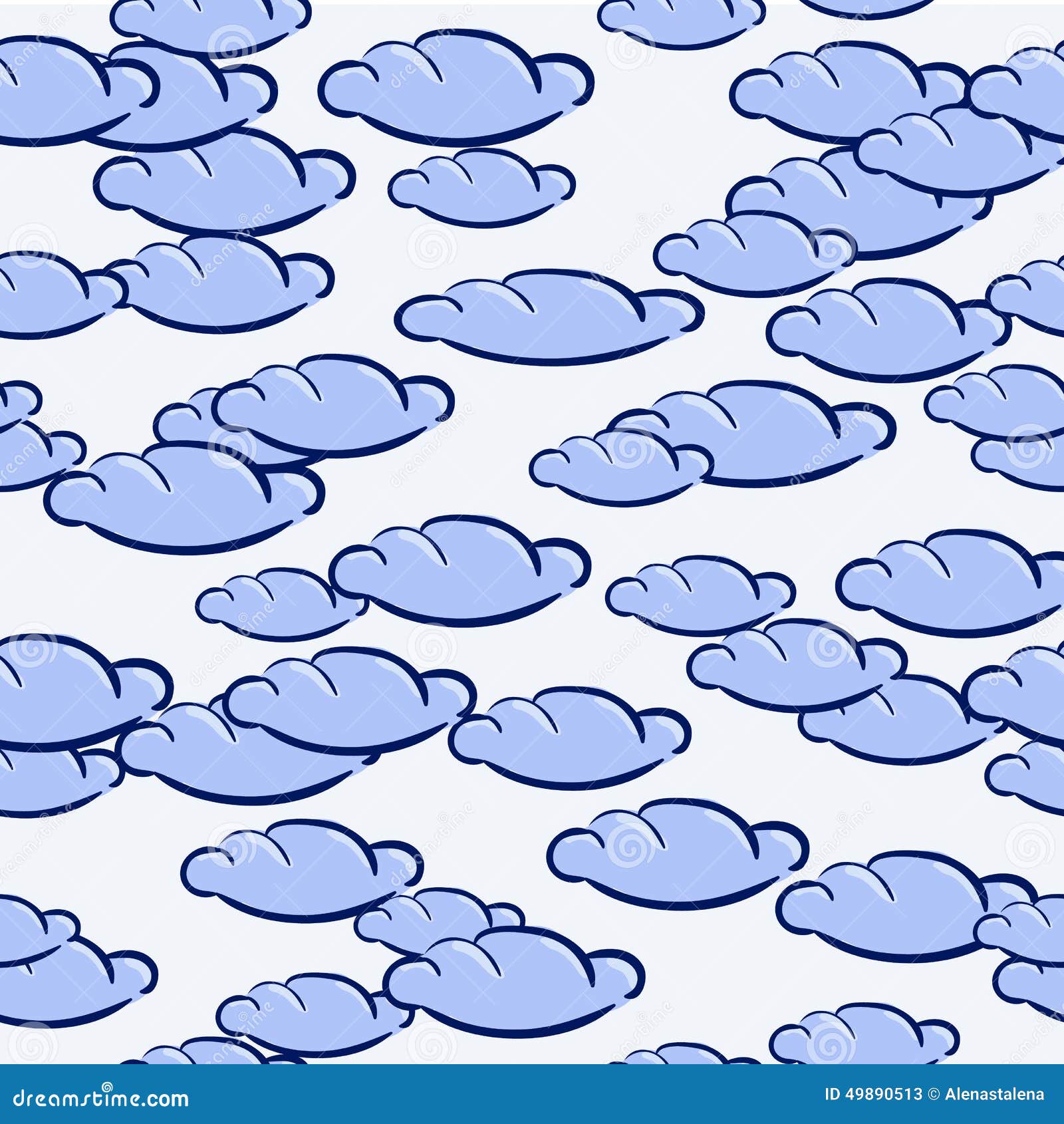 Vector Cloudy Seamless Hand-drawn Pattern. EP10 Stock Vector ...