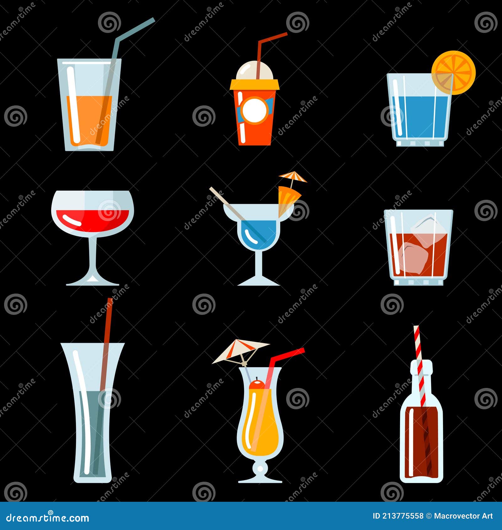 Vector Cocktail Party Icons Stock Vector - Illustration of isolated ...