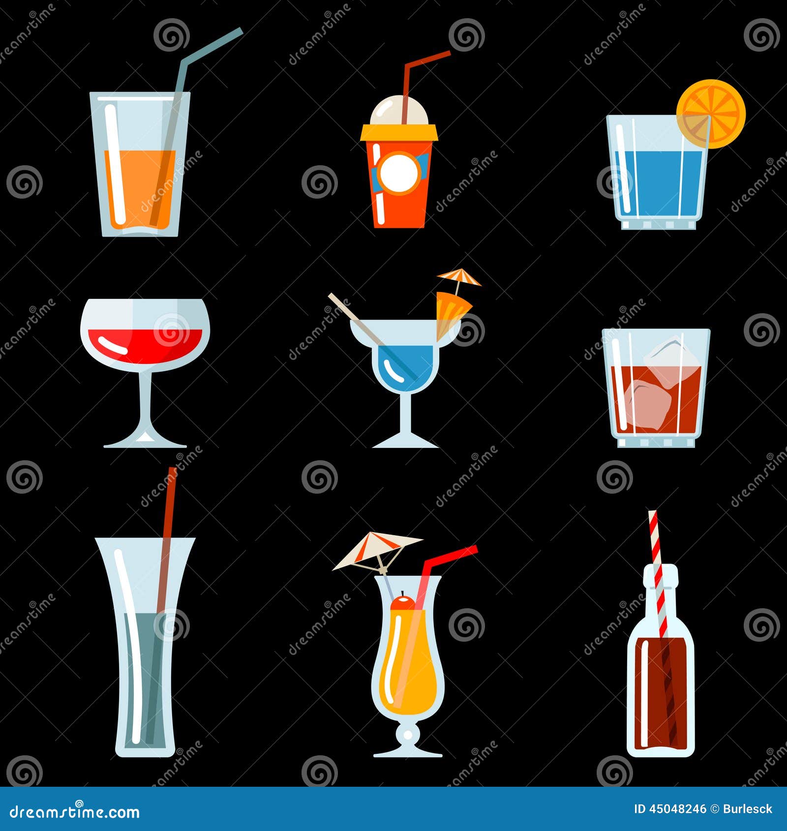 Vector Cocktail Party Icons Stock Vector - Illustration of celebration ...
