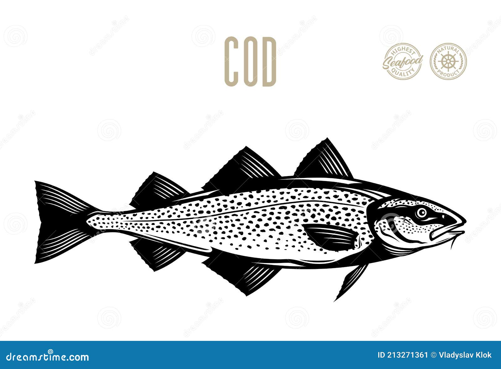 Vector Cod Fish Illustration Stock Vector - Illustration of emblem ...