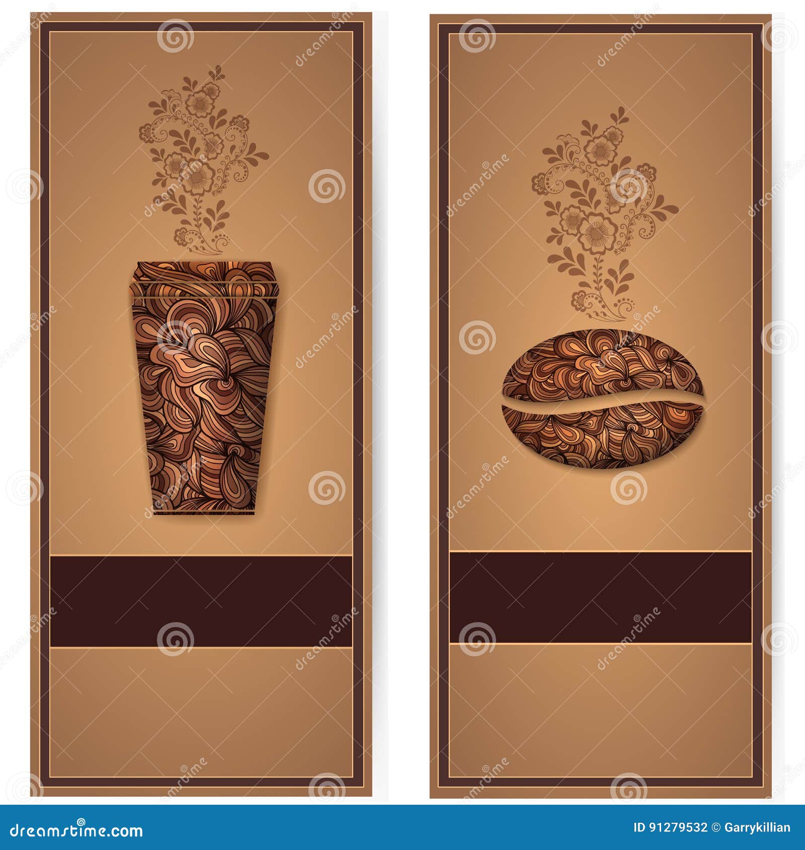 Vector Coffee Background with Floral Pattern Elements. Template for ...