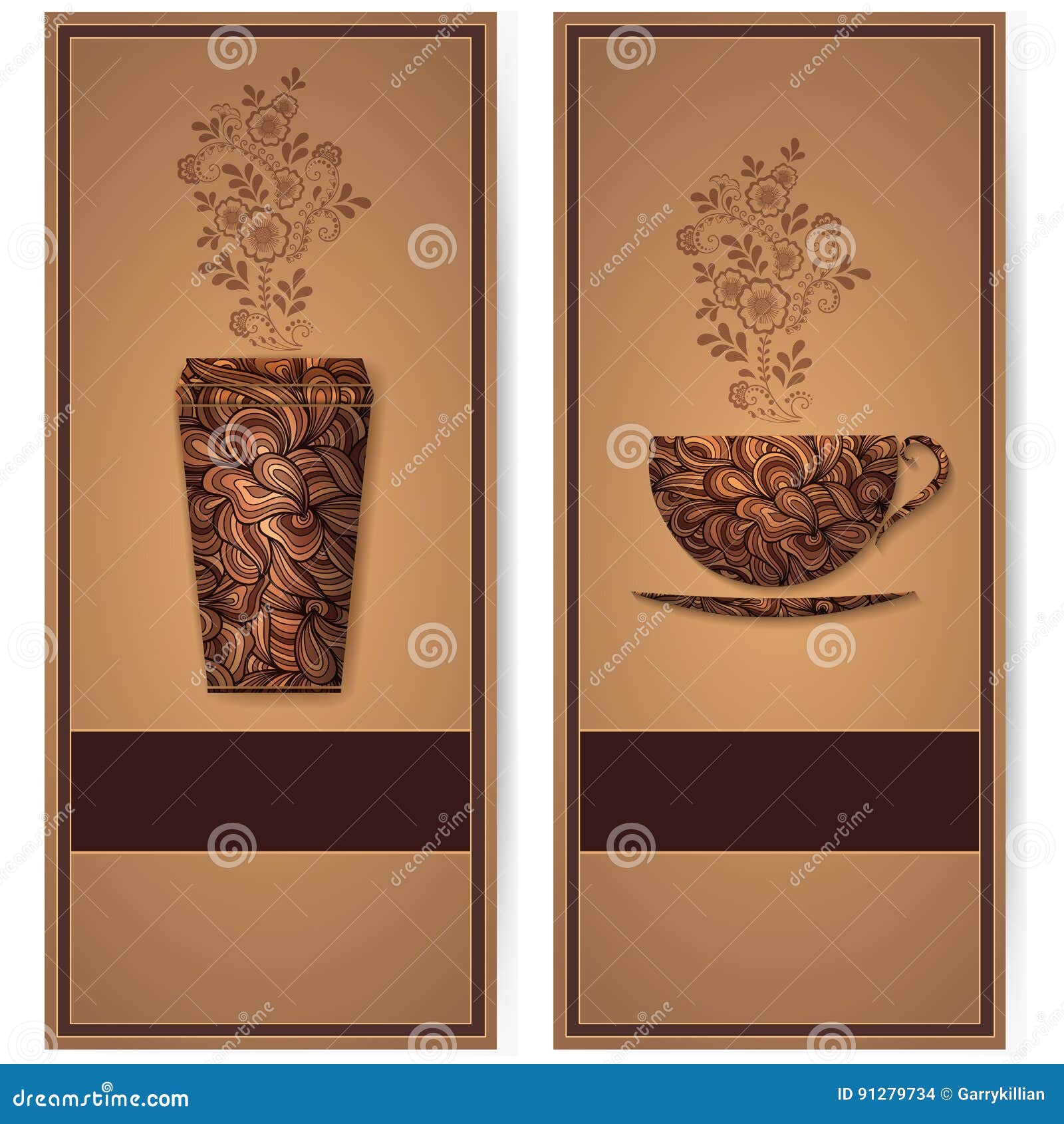 Vector Coffee Background with Floral Pattern Elements. Template for ...