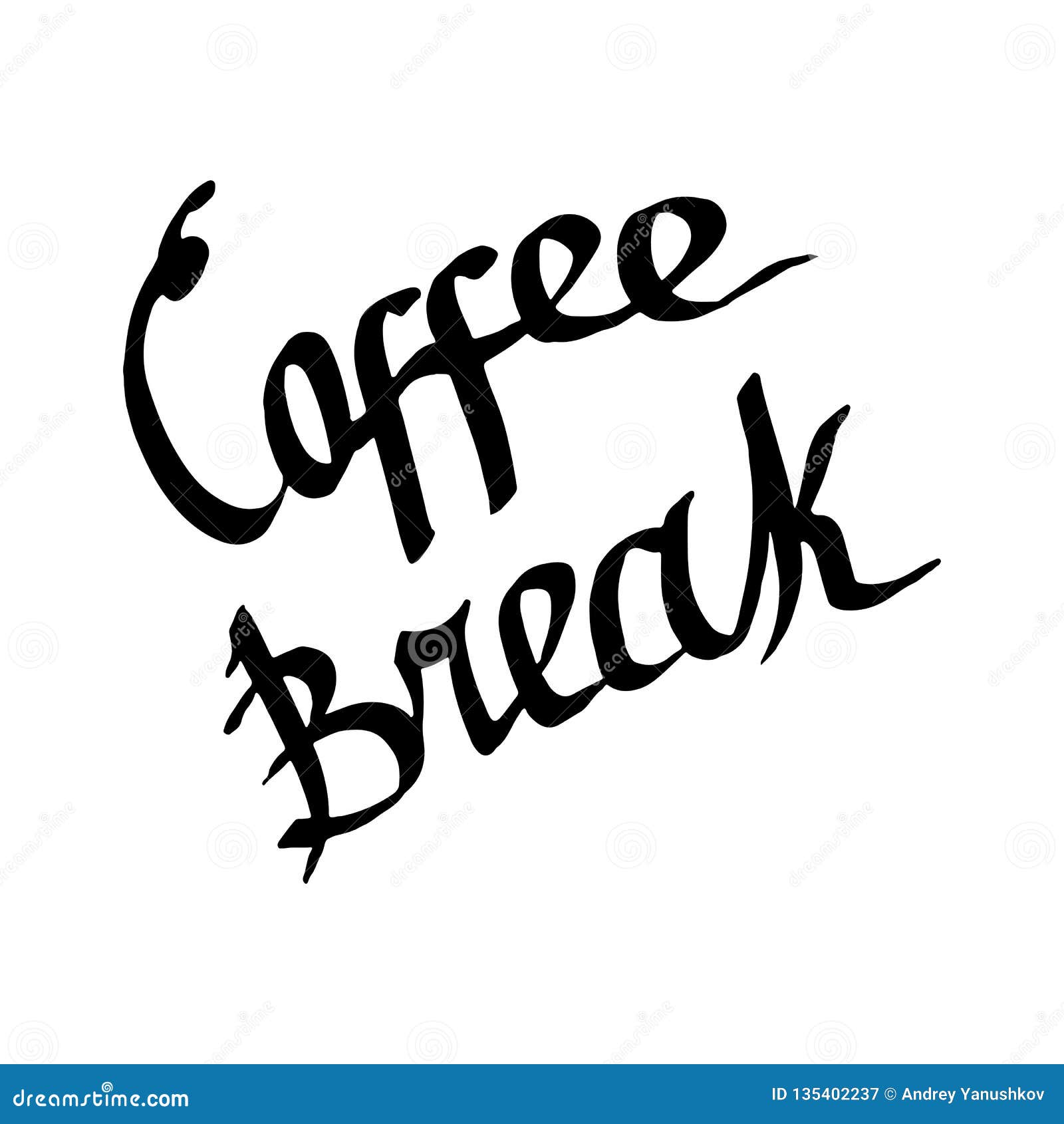 Vector Coffee Break Handwriting Calligraphy. Black and White Engraved ...