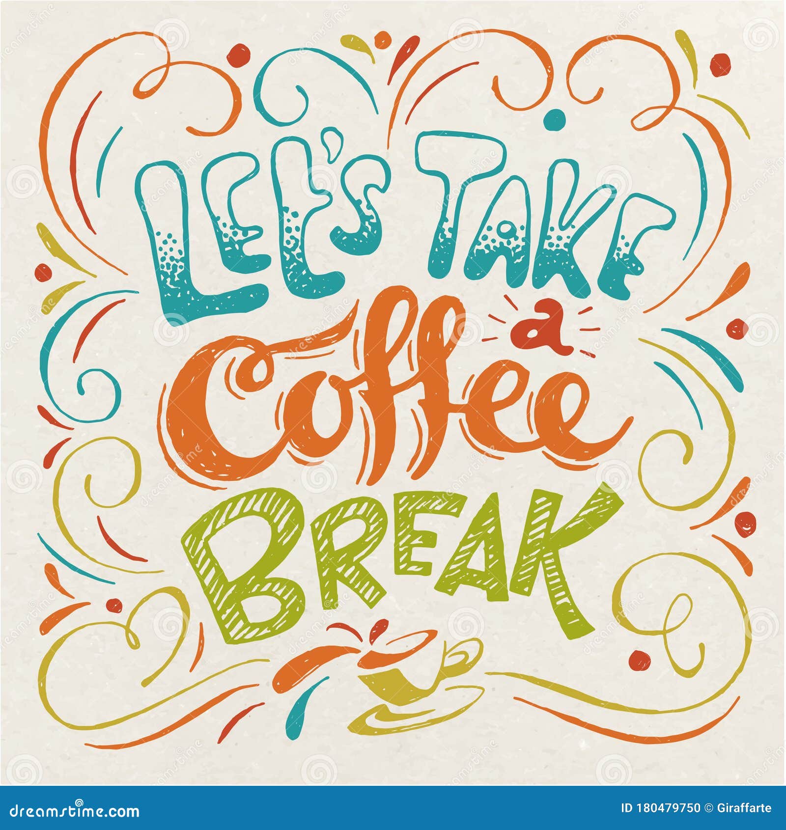 Vector Coffee Break Lettering Hand Written Design. Stock Vector ...