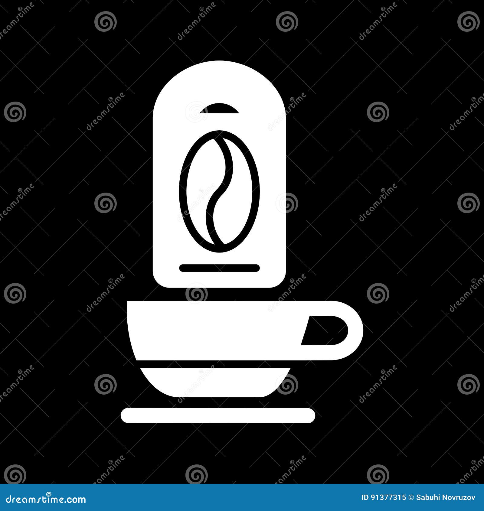 Vector Coffee Cup and Coffee Stick on Black Background. Stock Vector ...