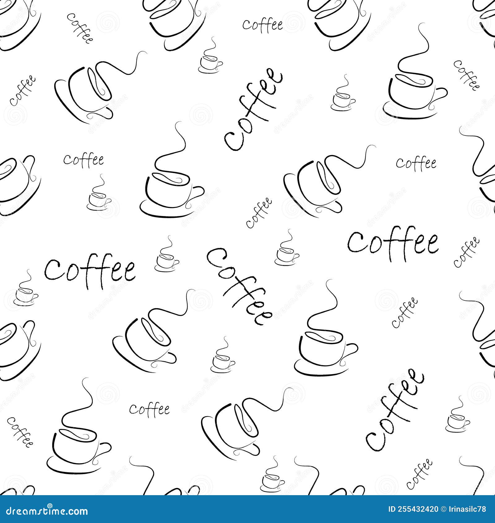 Vector Coffee Cup Seamless Pattern Stock Vector - Illustration of ...