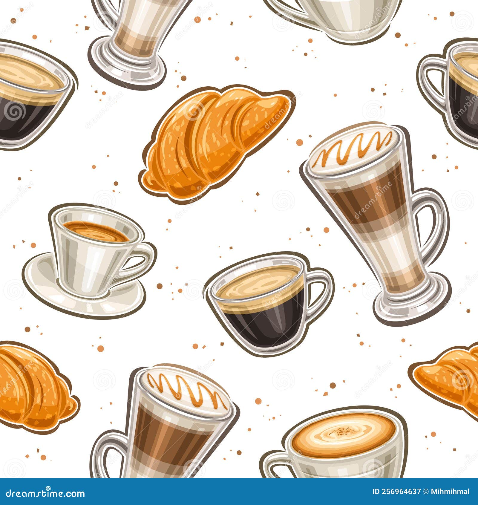 Vector Coffee Seamless Pattern Stock Vector - Illustration of cafe ...
