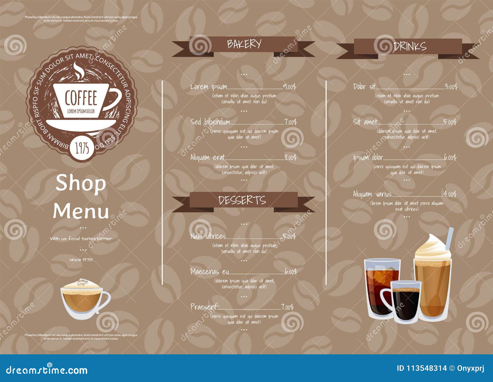 Vector Coffee Shop Horizontal Menu Template Stock Vector - Illustration ... Vector Coffee Shop Horizontal Menu Template Stock Vector - Illustration ...