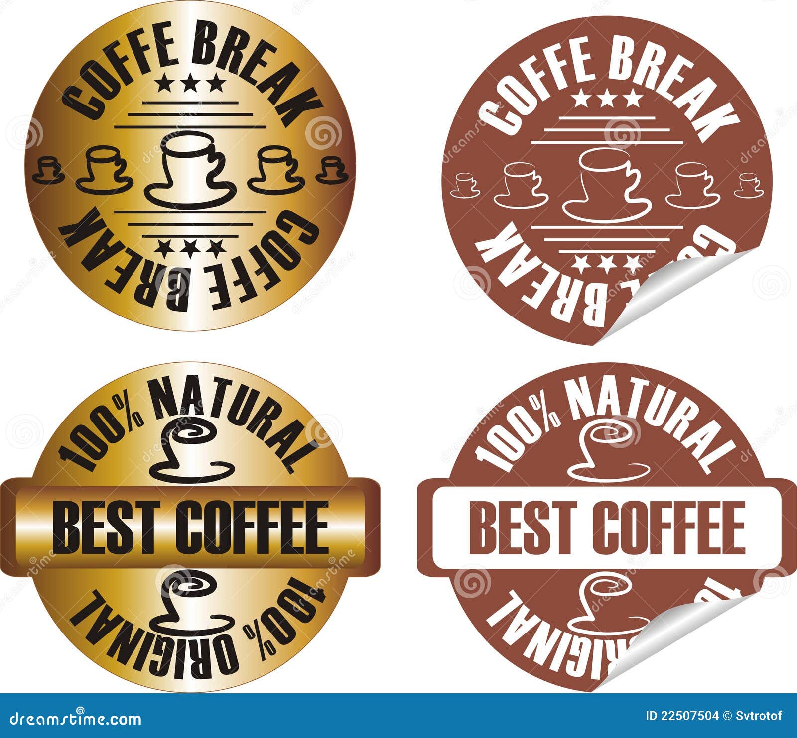 Vector coffee stamp set stock vector. Illustration of design - 22507504