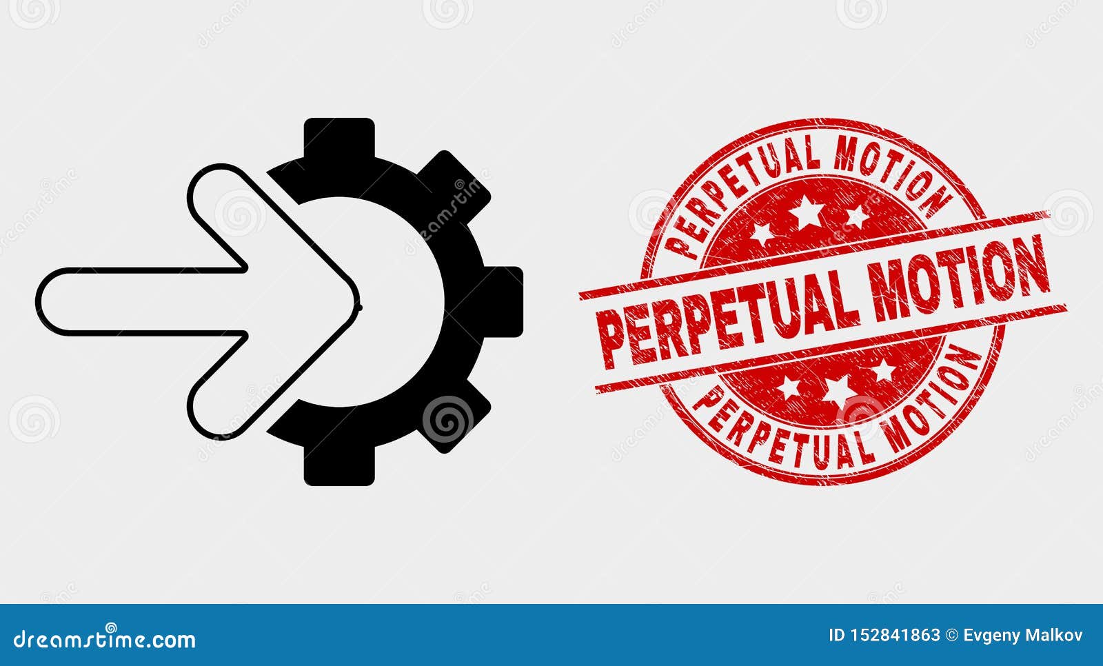 Vector Cog Arrow Integration Icon and Scratched Perpetual Motion Stamp ...