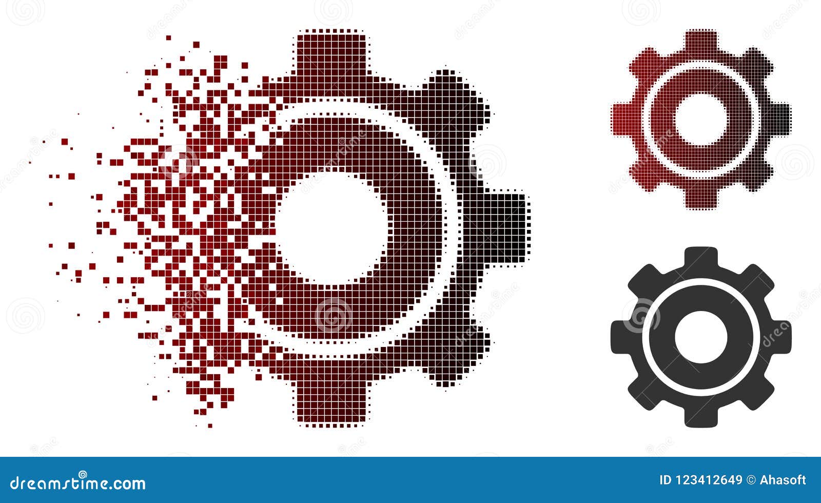 Disintegrating Pixel Halftone Cog Icon Stock Vector - Illustration of ...