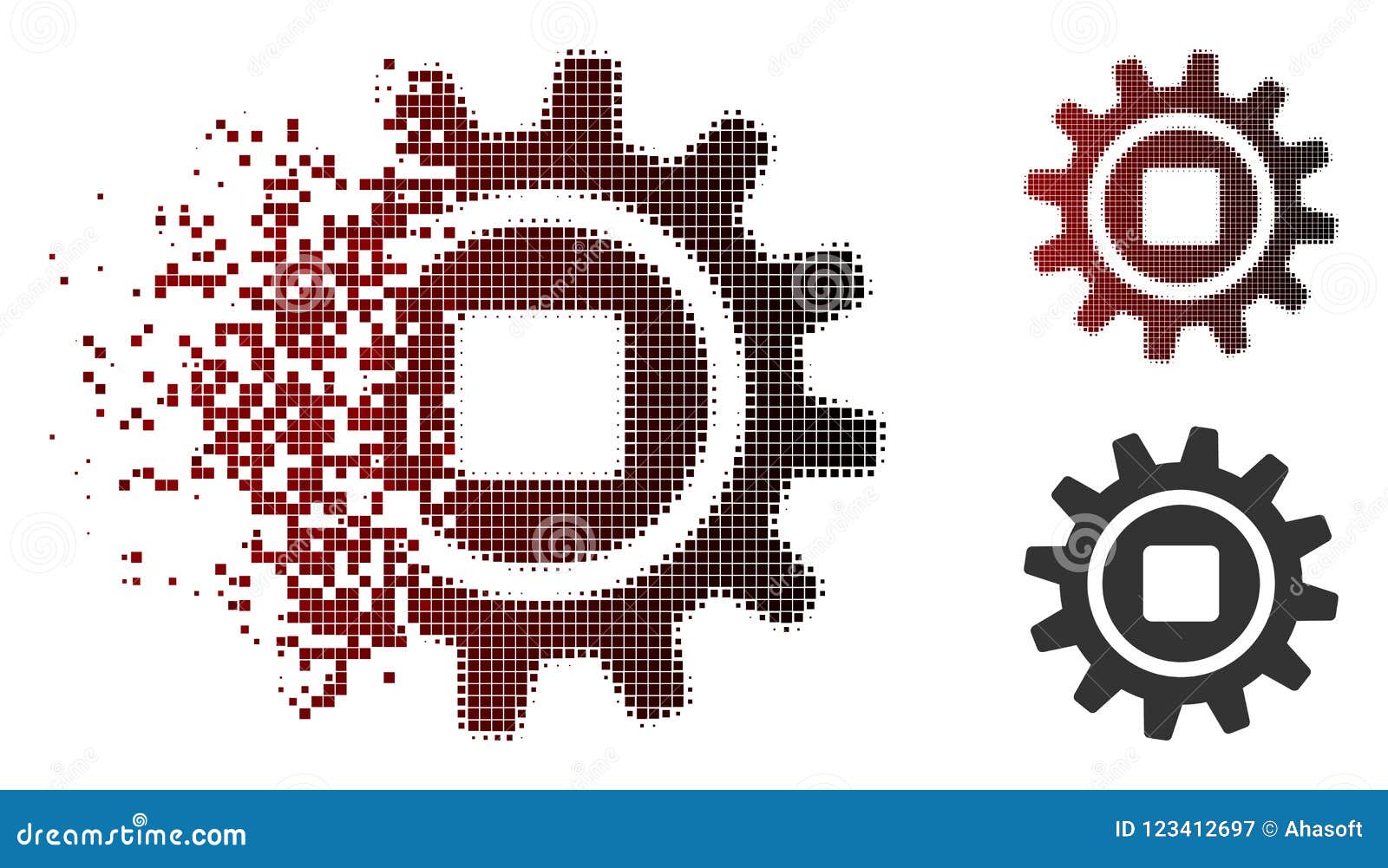 Disappearing Pixel Halftone Cog Icon Stock Vector - Illustration of ...