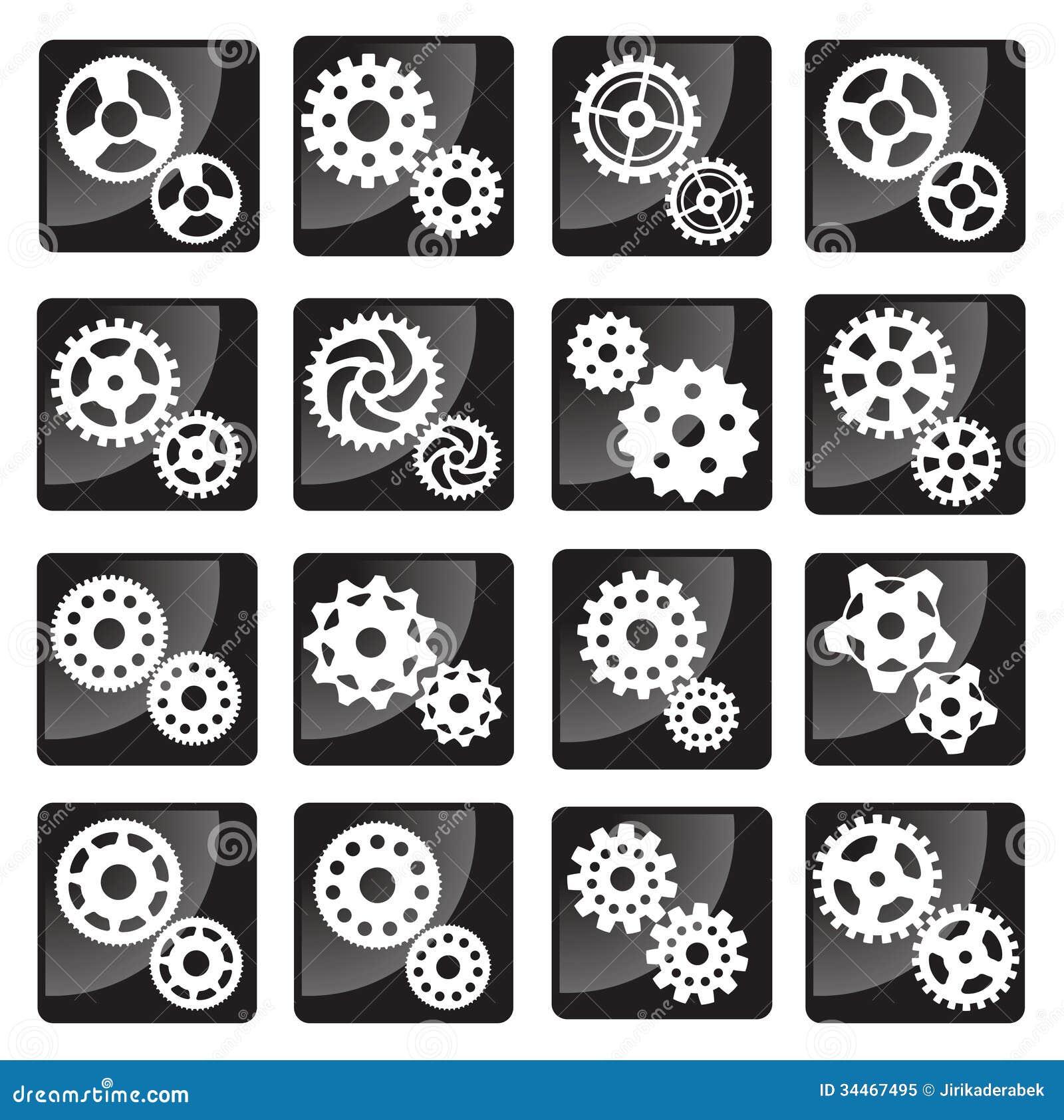 Vector cog icons (black) stock vector. Illustration of flat - 34467495