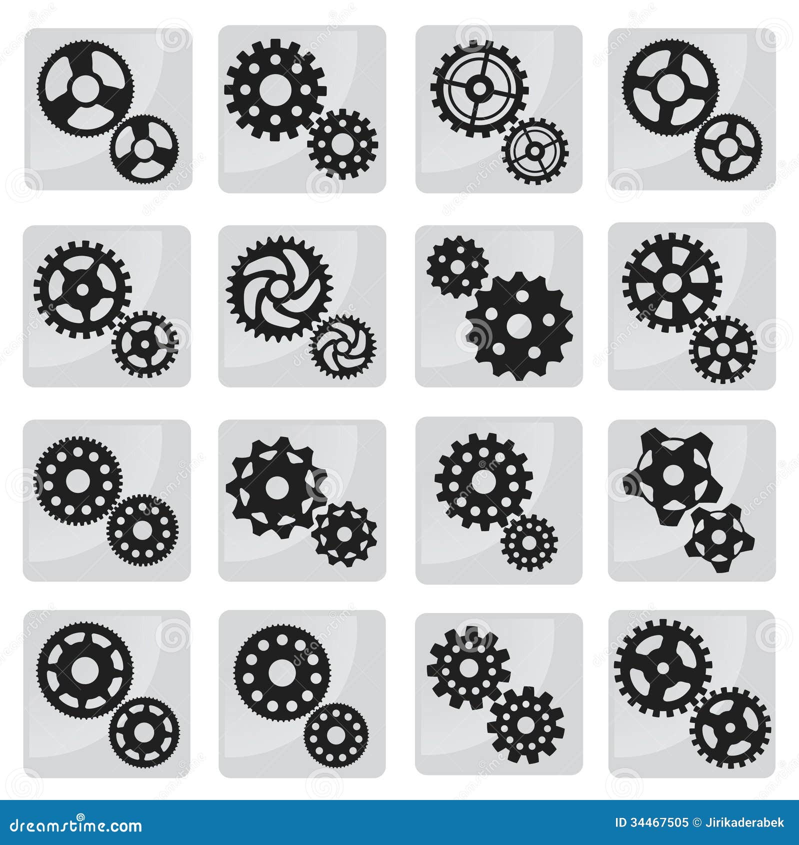Vector Cog Icons (black & White) Stock Vector - Illustration of motor ...