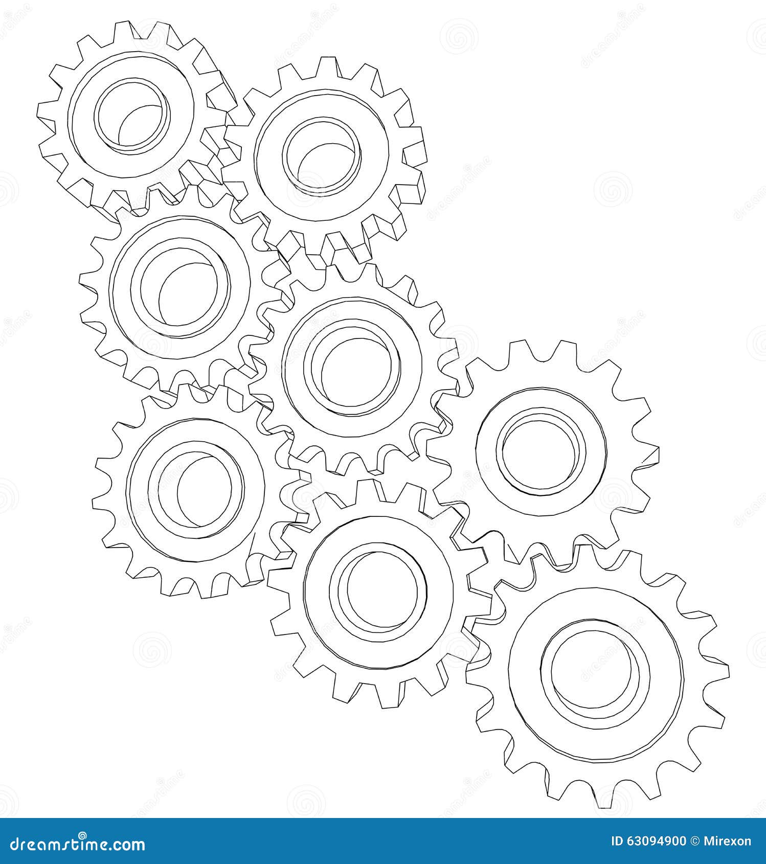 Vector Cog Wheel Gear Mechanism Close-up. White Stock Vector ...