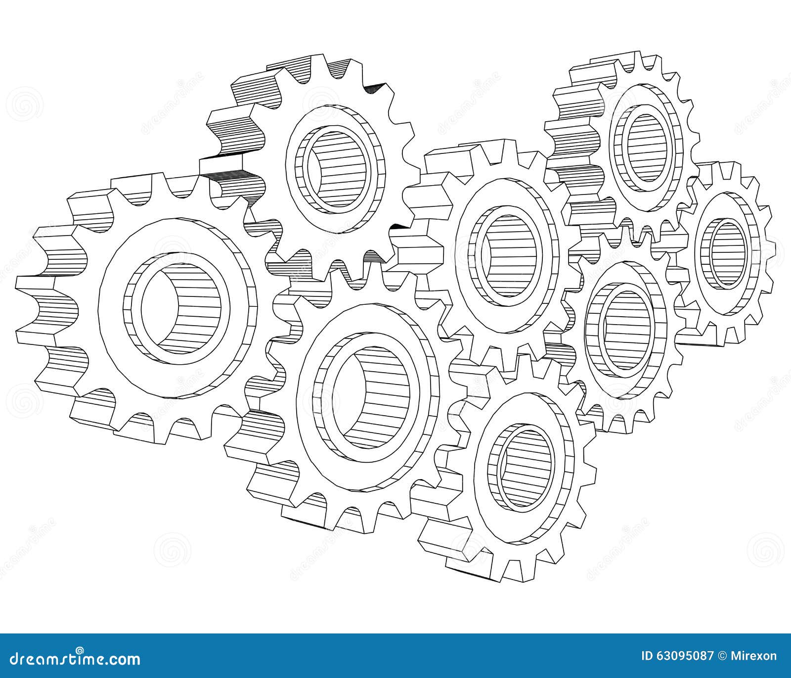Vector Cog Wheel Gear Mechanism Close-up. White Stock Vector ...