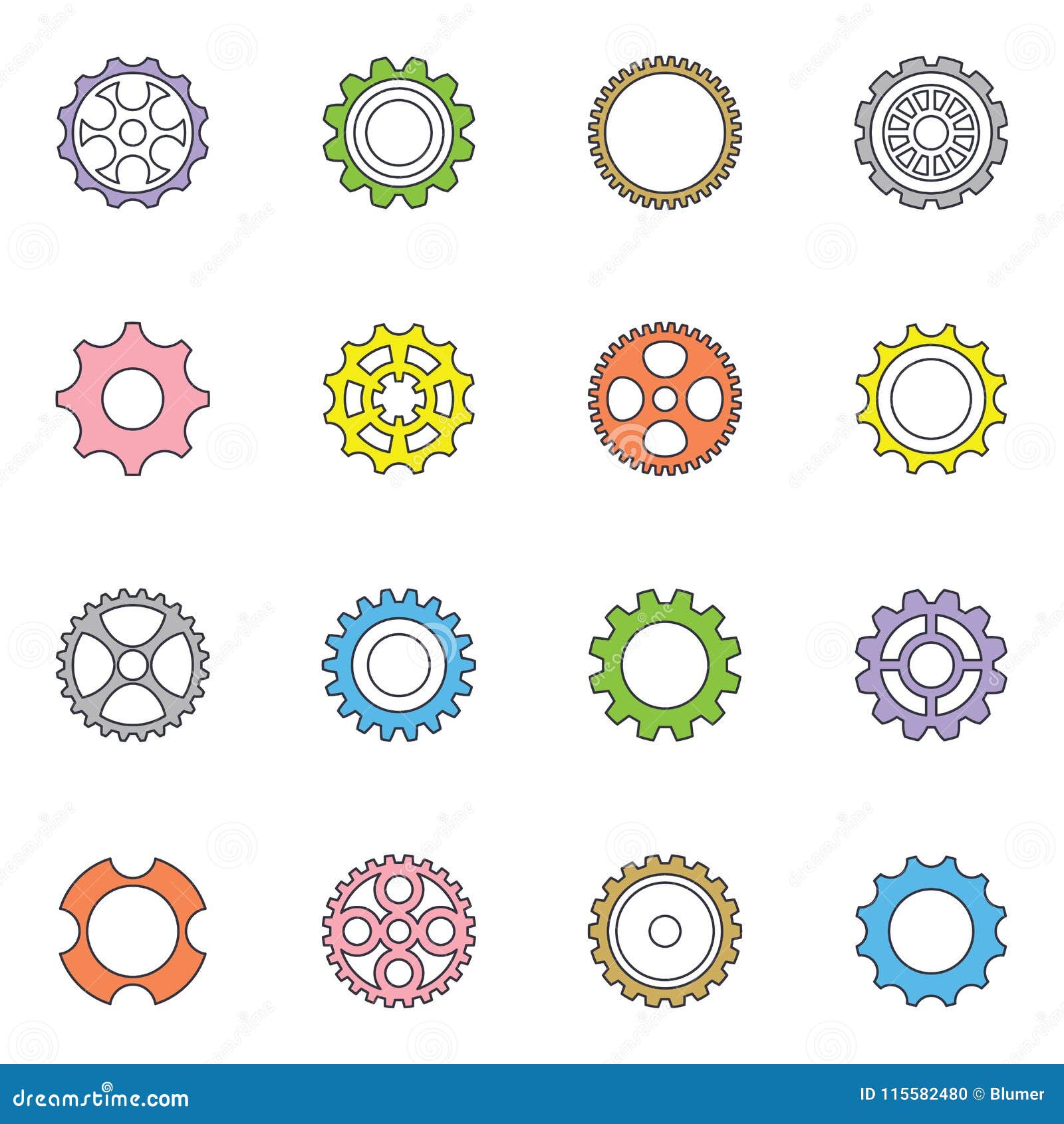 Vector Cog Wheels and Gears Set Stock Vector - Illustration of ...