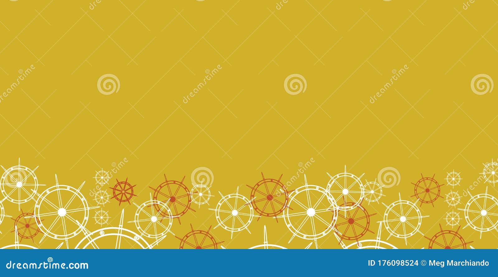 Vector Cogs Compass Rose Horizontal Border Seamless Stock Vector ...