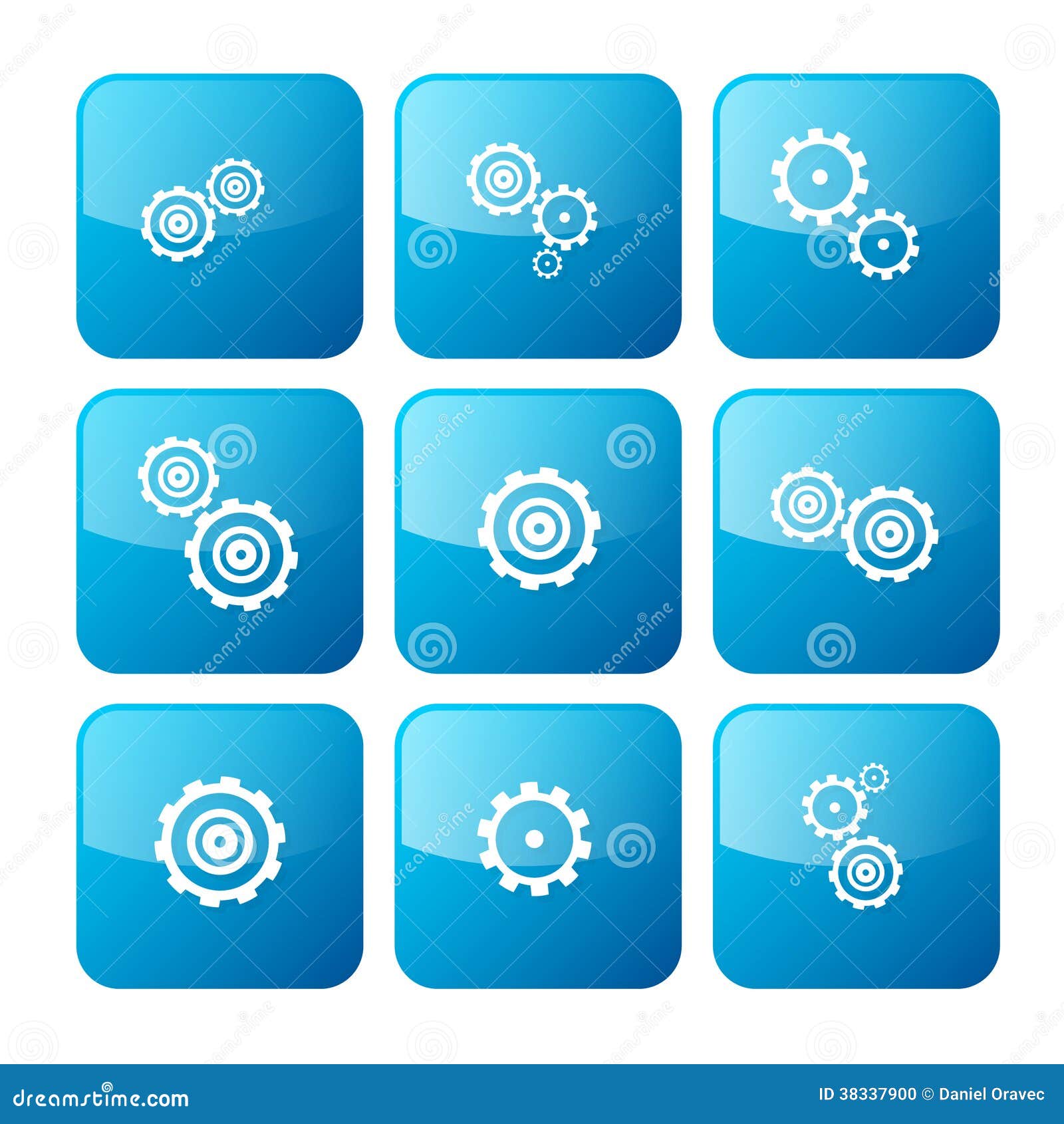 Vector Cogs - Gears Blue Icons Set Stock Vector - Illustration of ...