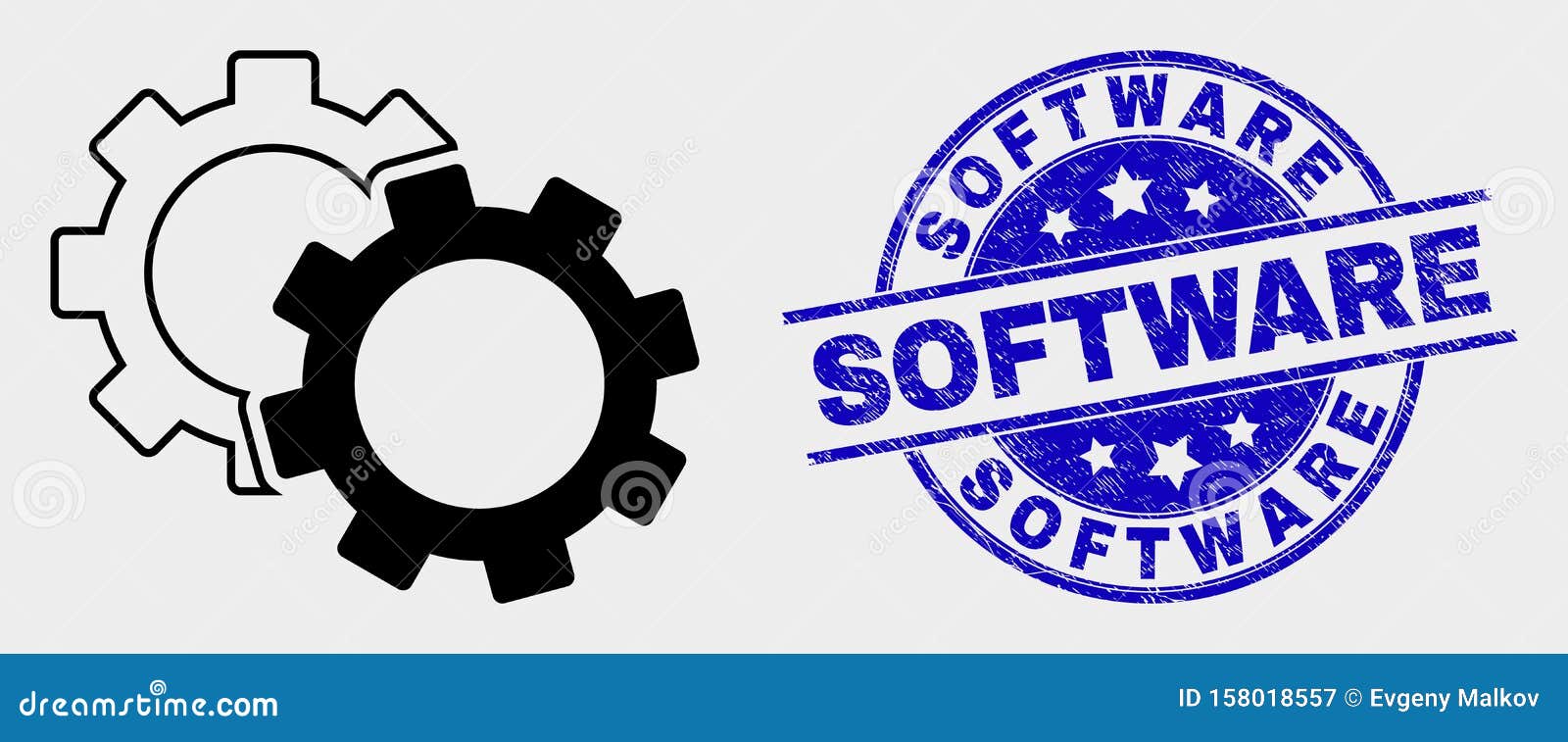 Vector Cogs Icon and Distress Software Seal Stock Vector - Illustration ...