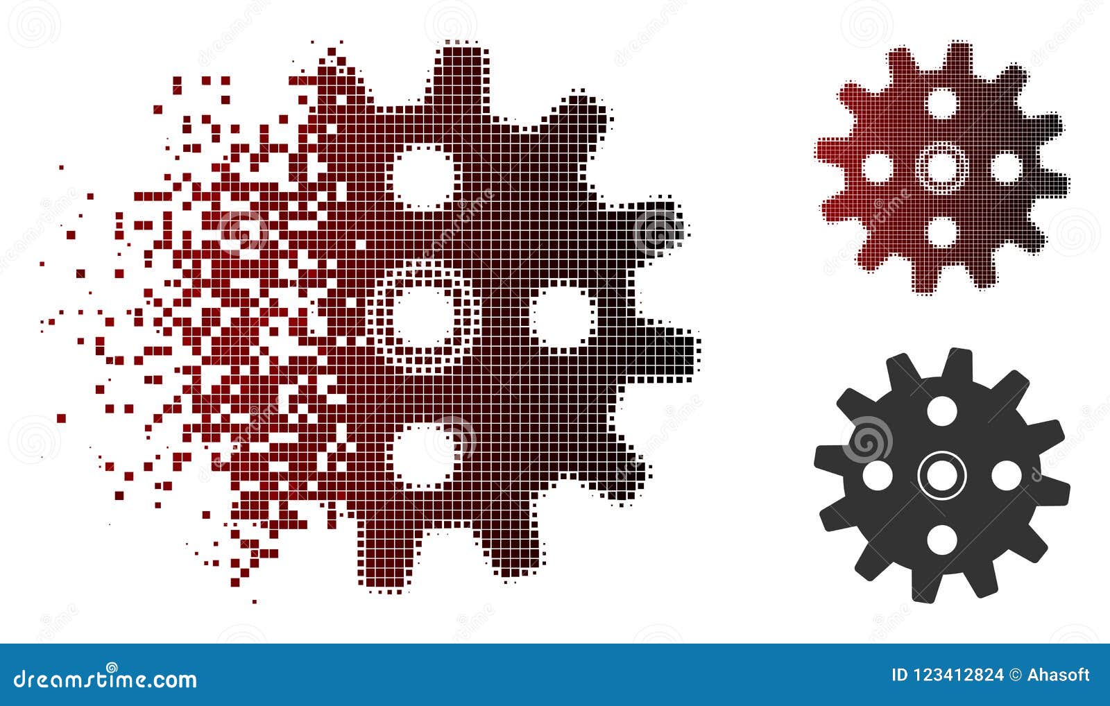 Dissolved Pixel Halftone Cogwheel Icon Stock Vector - Illustration of ...