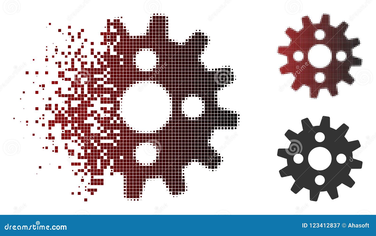 Dispersed Pixel Halftone Cogwheel Icon Stock Vector - Illustration of ...