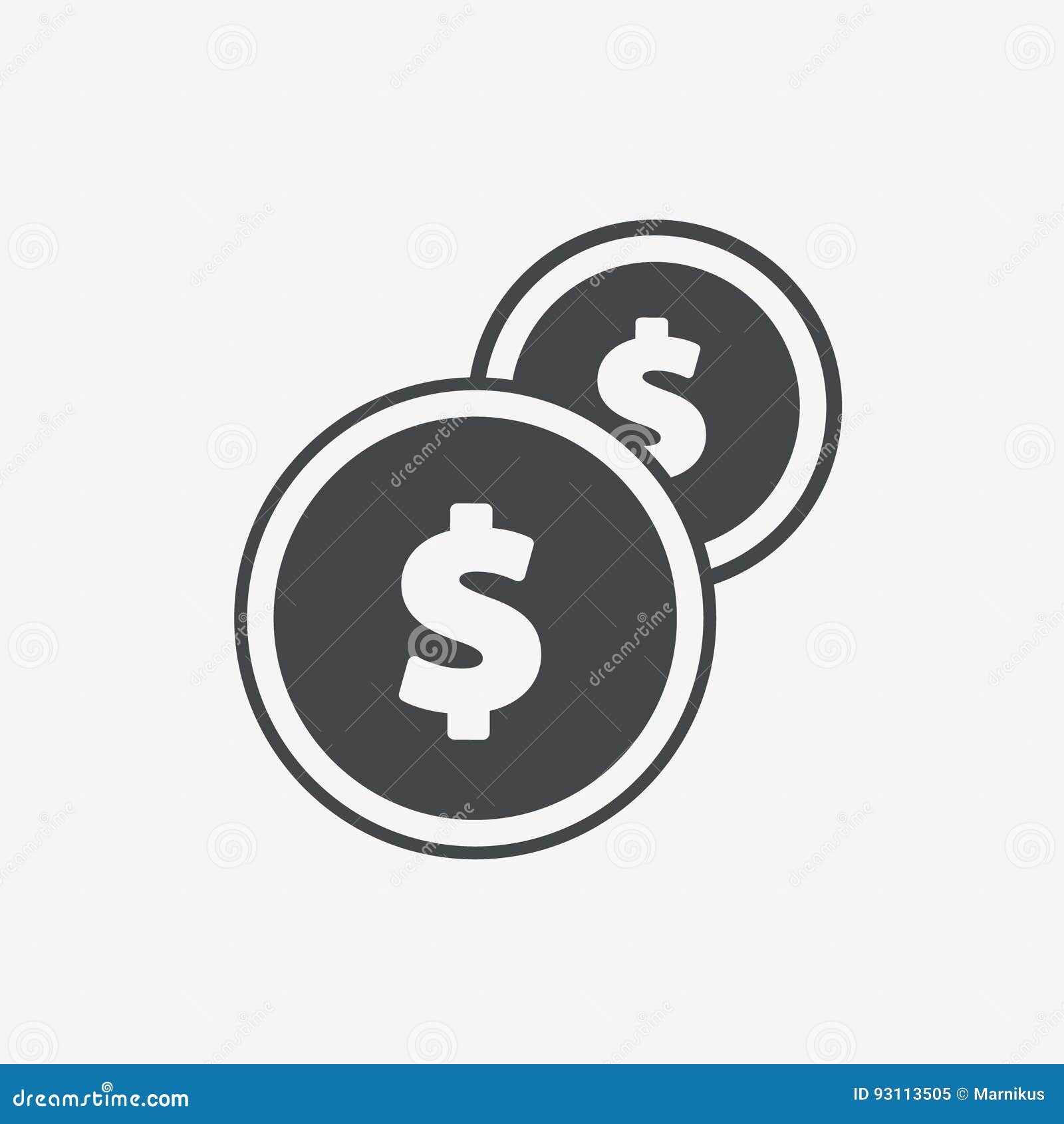 Vector Coins Icon with Dollar Sign. Stock Vector - Illustration of shop ...