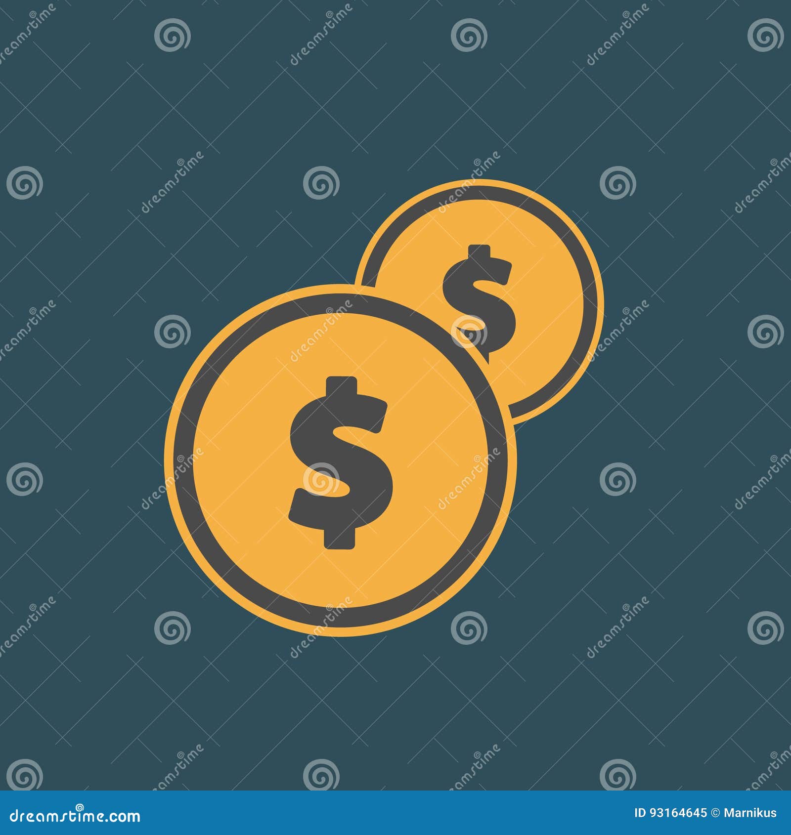 Vector Coins Icon with Dollar Sign. Stock Vector - Illustration of ...