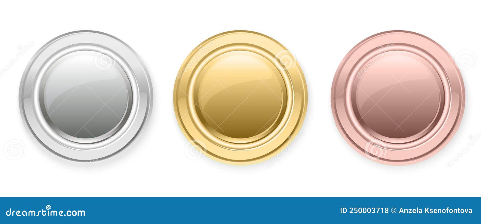 Vector Coins or Medals Collection. Set of Shiny Round Frames in Gold ...