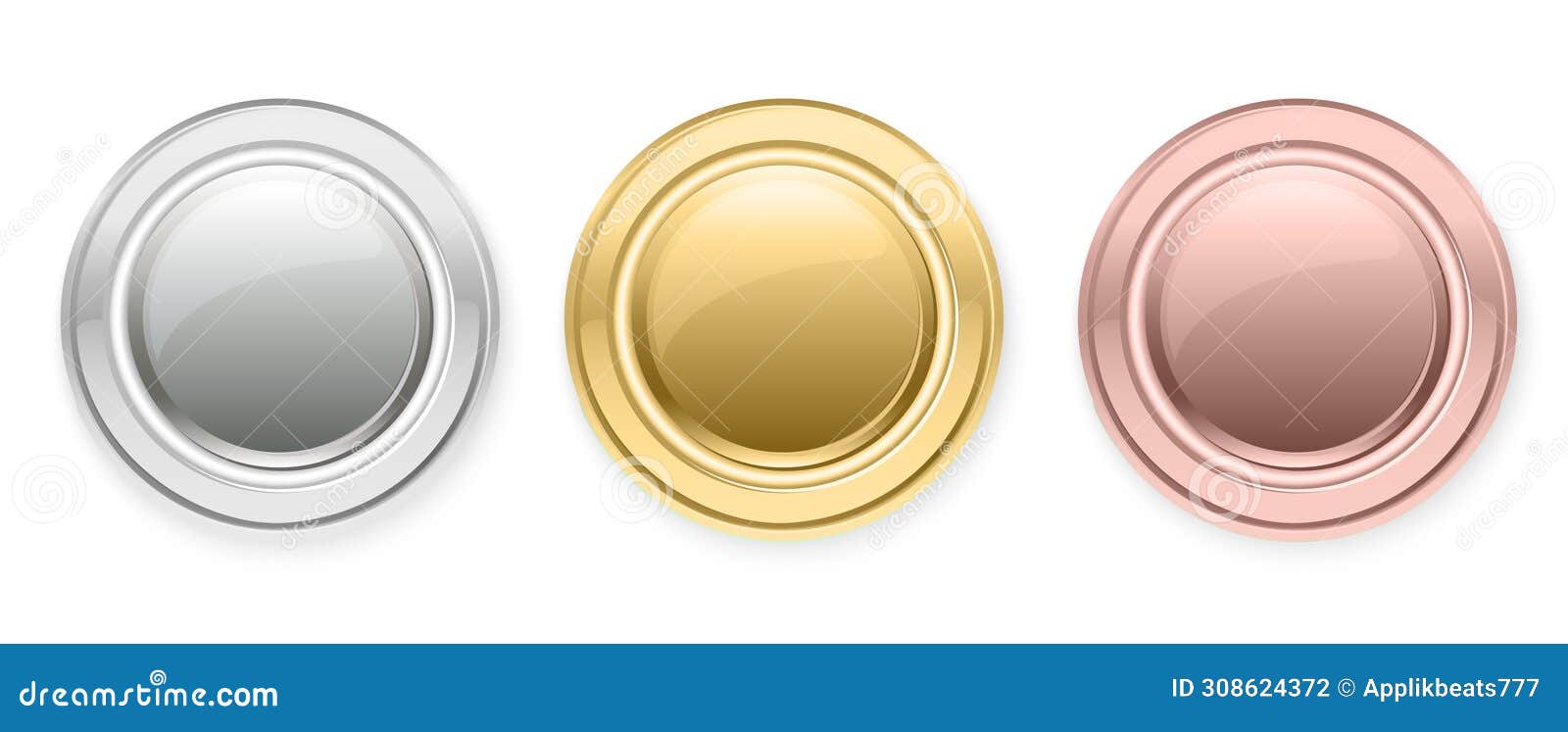 Vector Coins or Medals Collection. Set of Shiny Round Frames in Gold ...