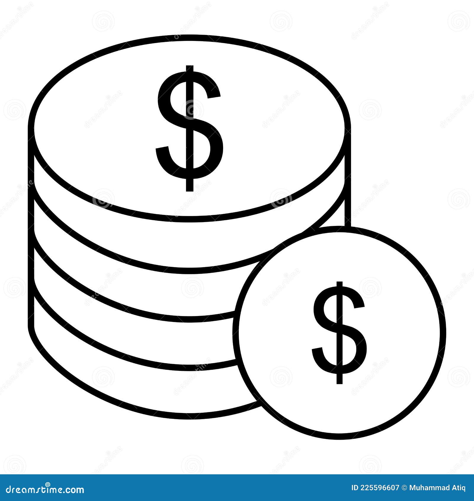 Vector Coins Outline Icon Design Stock Vector - Illustration of line ...
