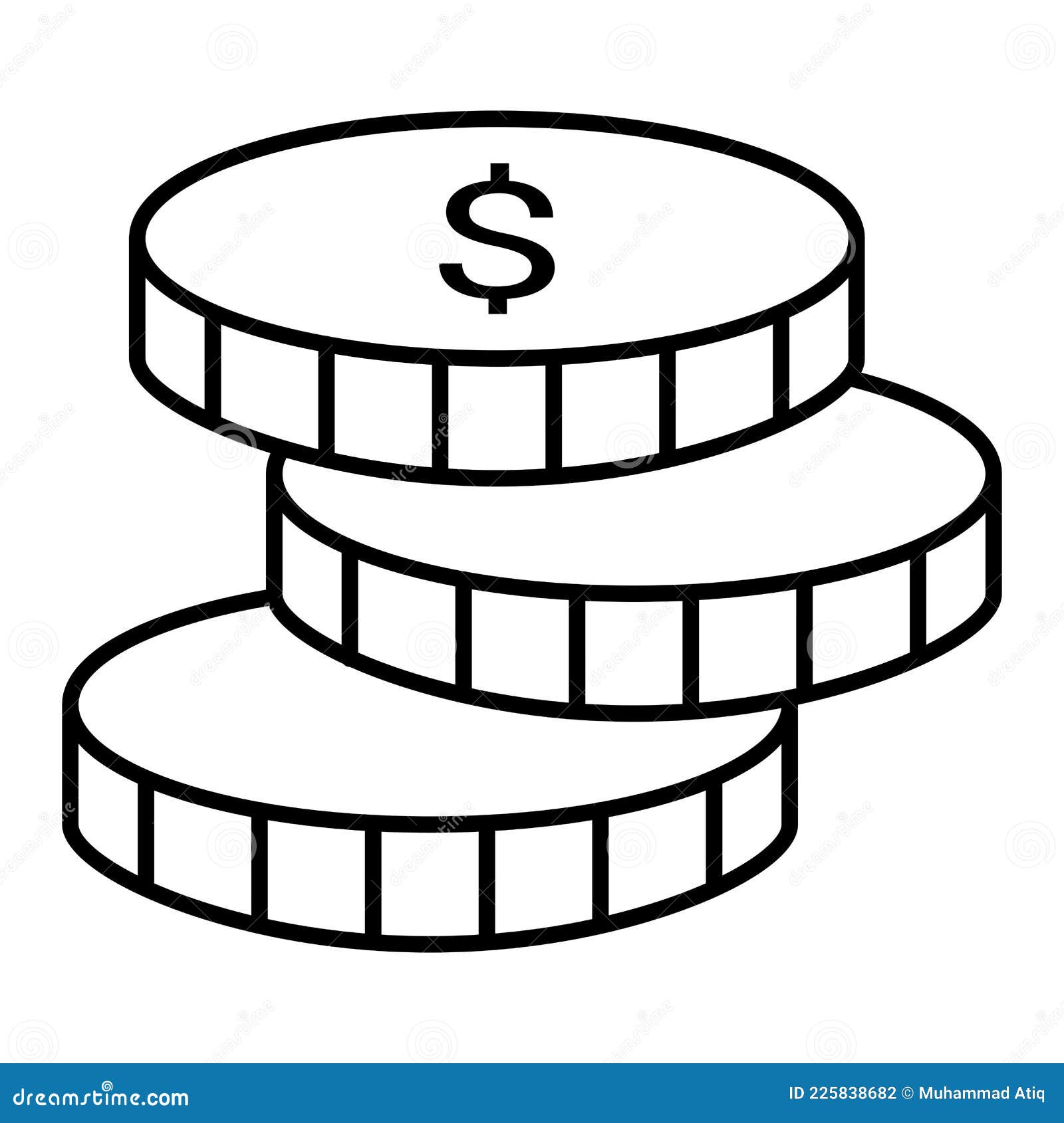 Vector Coins Outline Icon Design Stock Vector - Illustration of outline ...